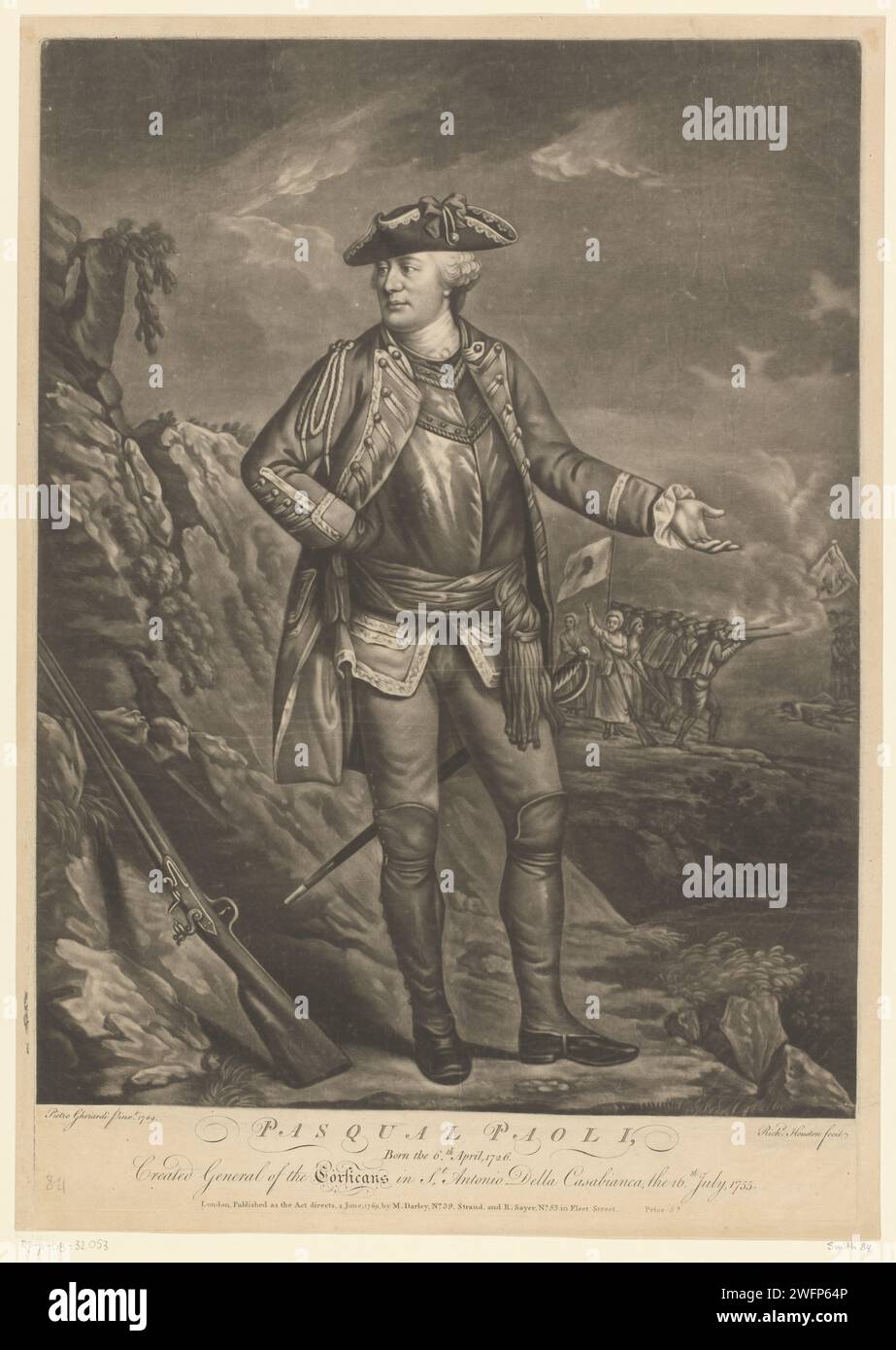 Portret Van Pasquale Paoli, Richard Houston, After Pietro Gherardi ...