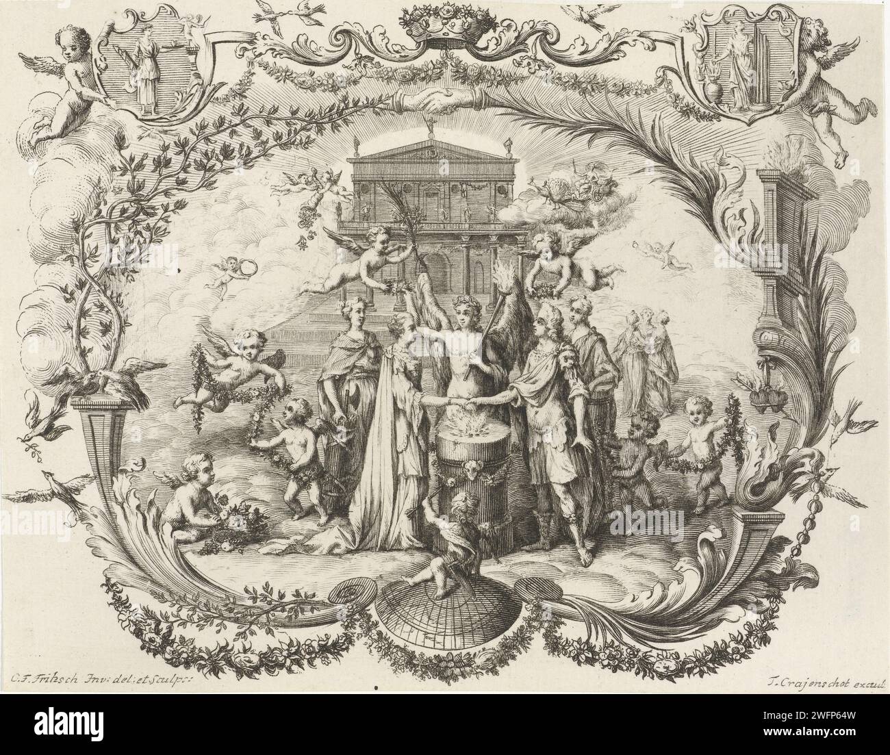 Allegory at the marriage, Christian Friedrich Fritzsch, after Simon ...