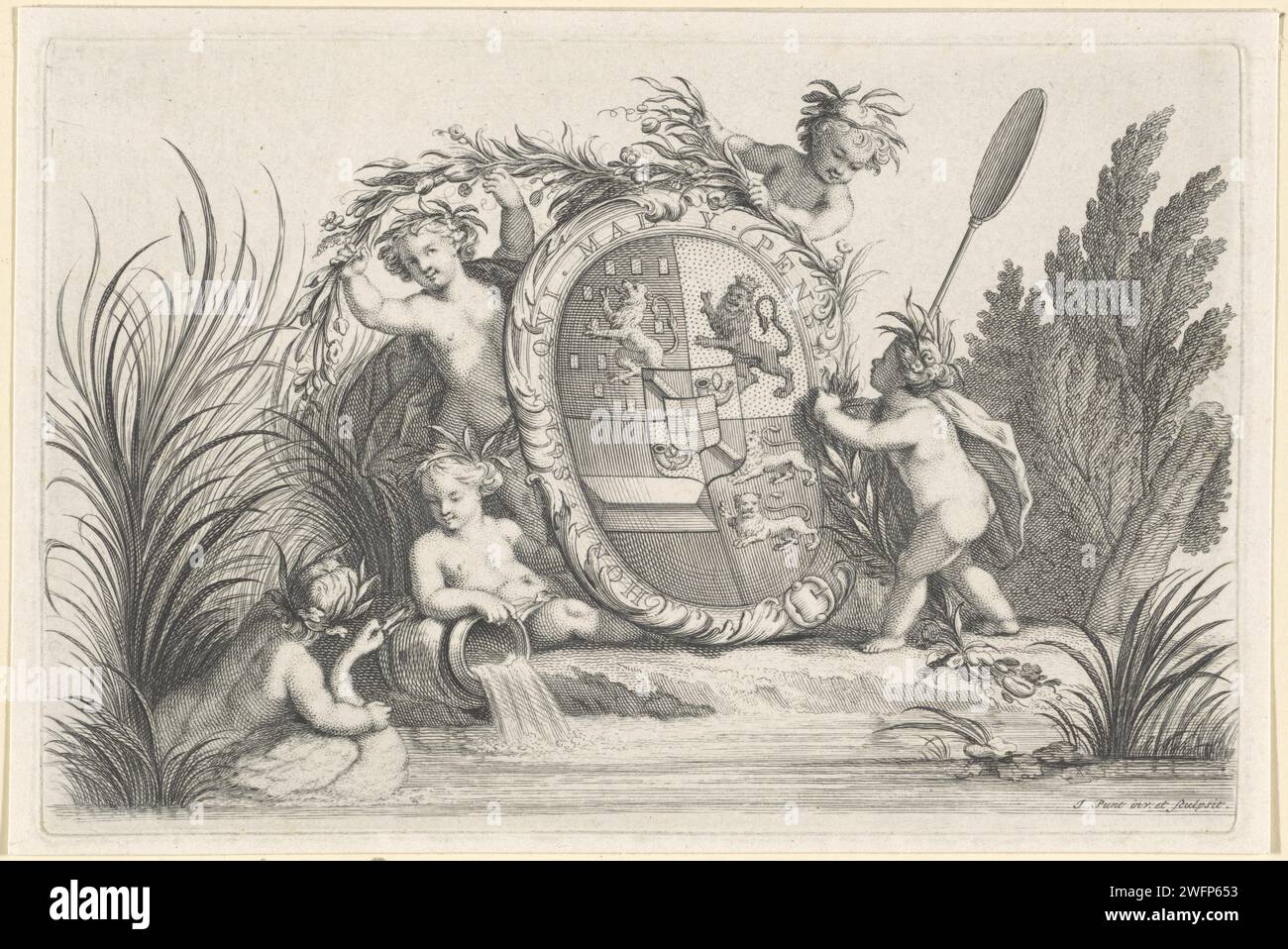 Coat of arms of Willem IV, Prince of Oranje -Nassau, 1747 - 1749 print ...