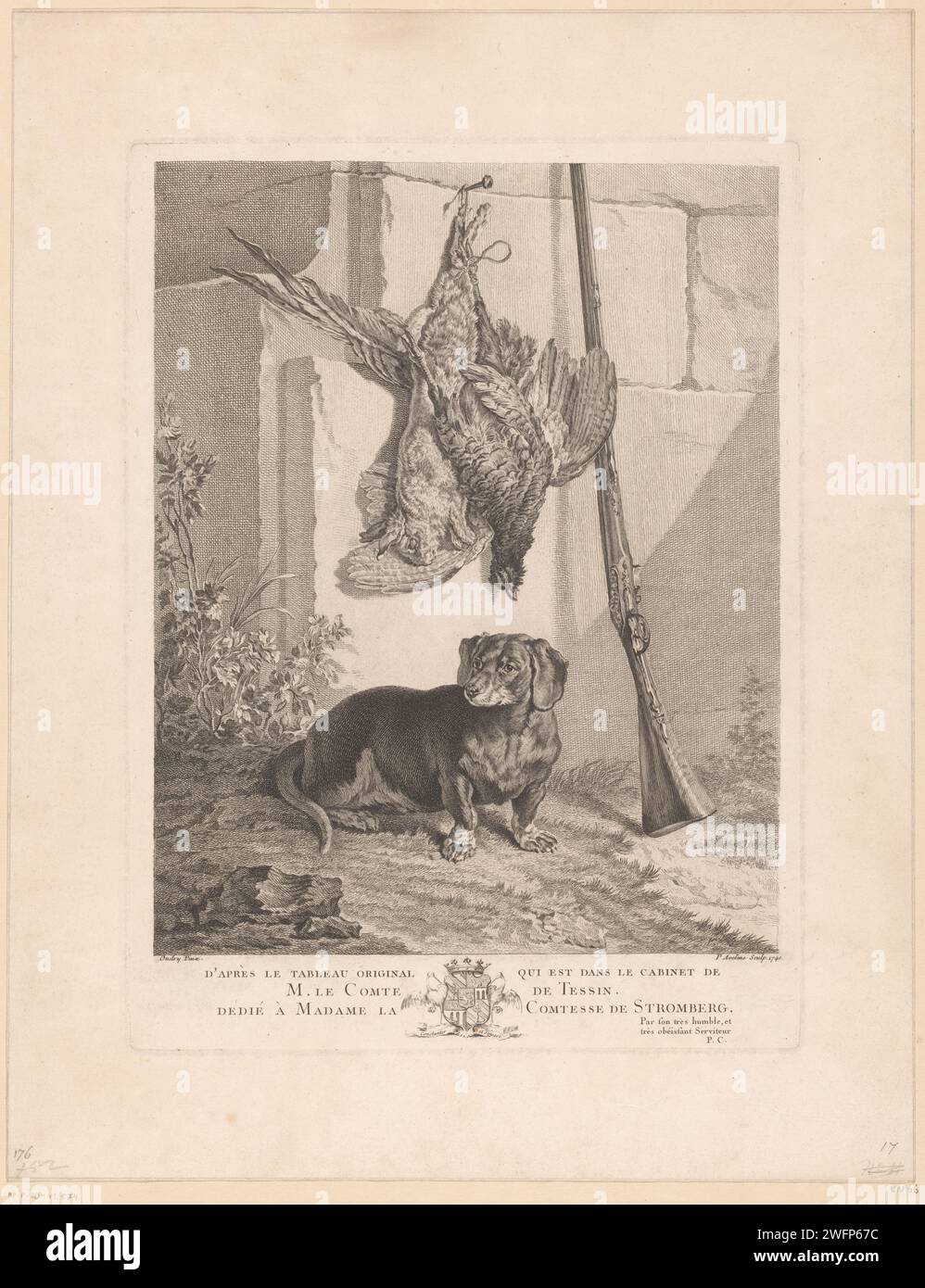 Hunting scene with Pehr, a dachshund, Pierre Alexandre Aveline, After ...