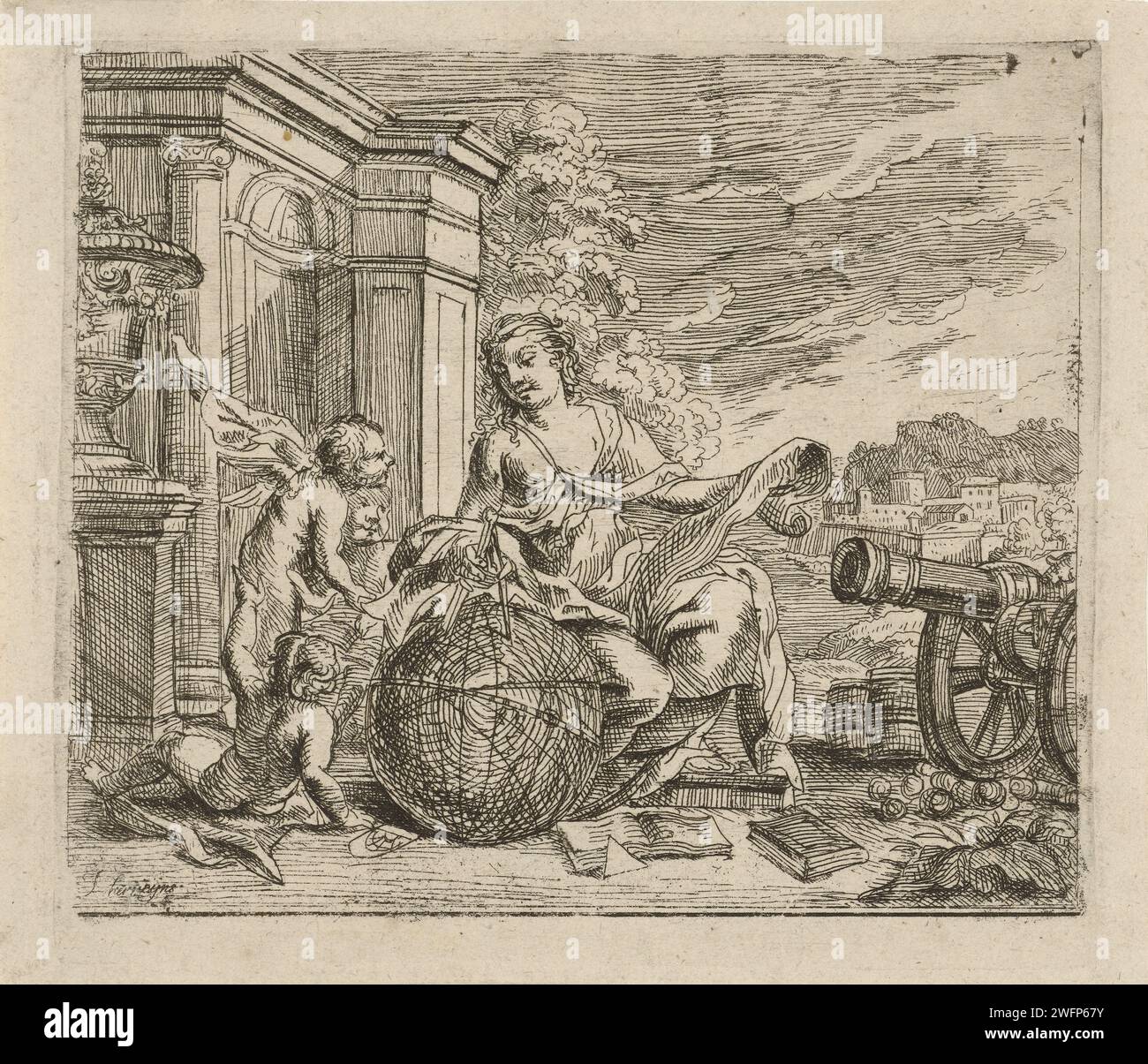 Allegory on the geometry, Jacob Herreyns (I), 1671 - 1732 print ...