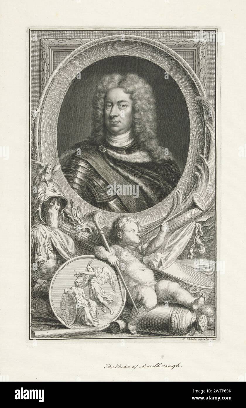 Portrait of John Churchill, Duke of Marlborough, Jacob Houbraken, After ...