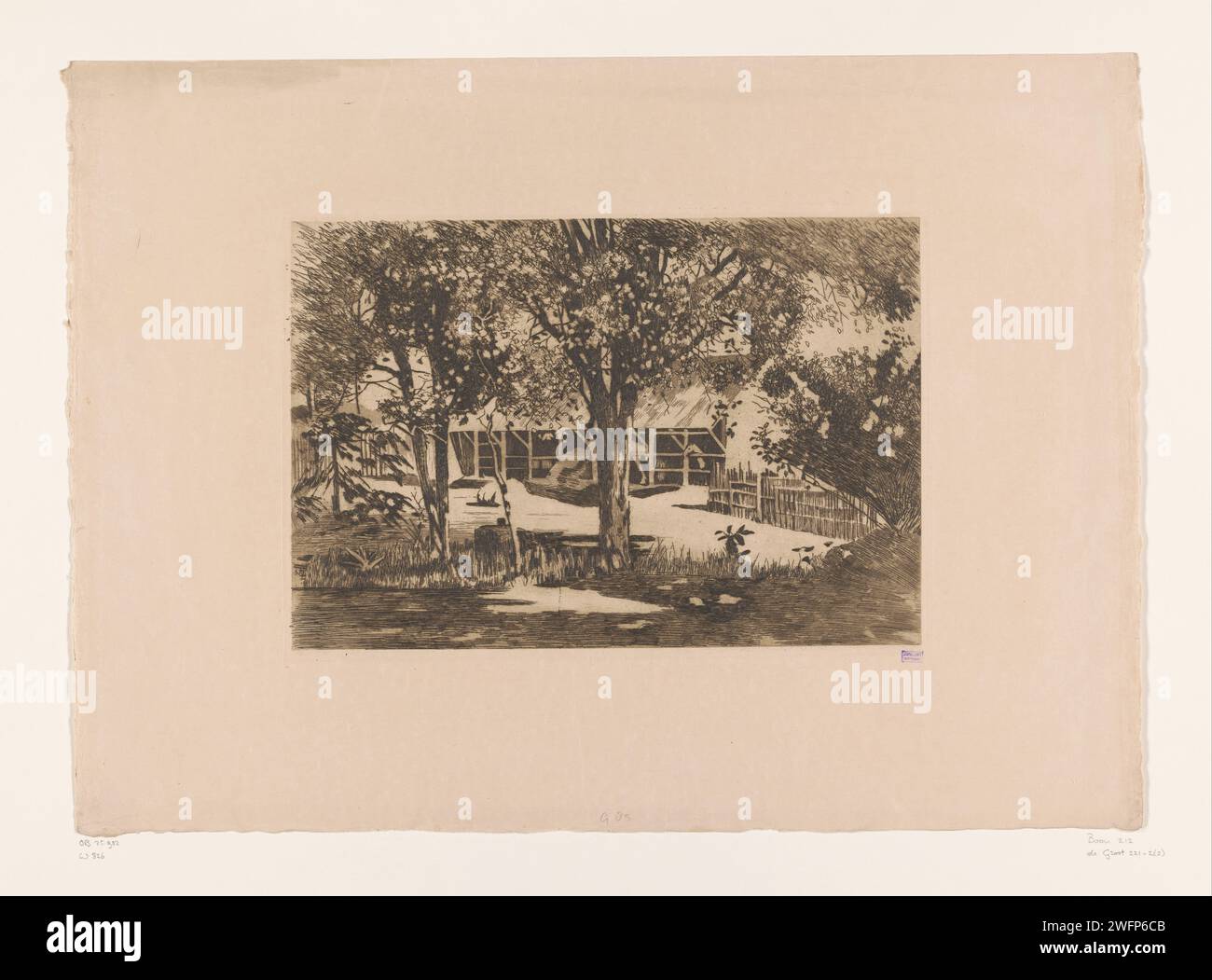 Stables with horses on the Gambar plantation in Java, Willem Witsen, c ...