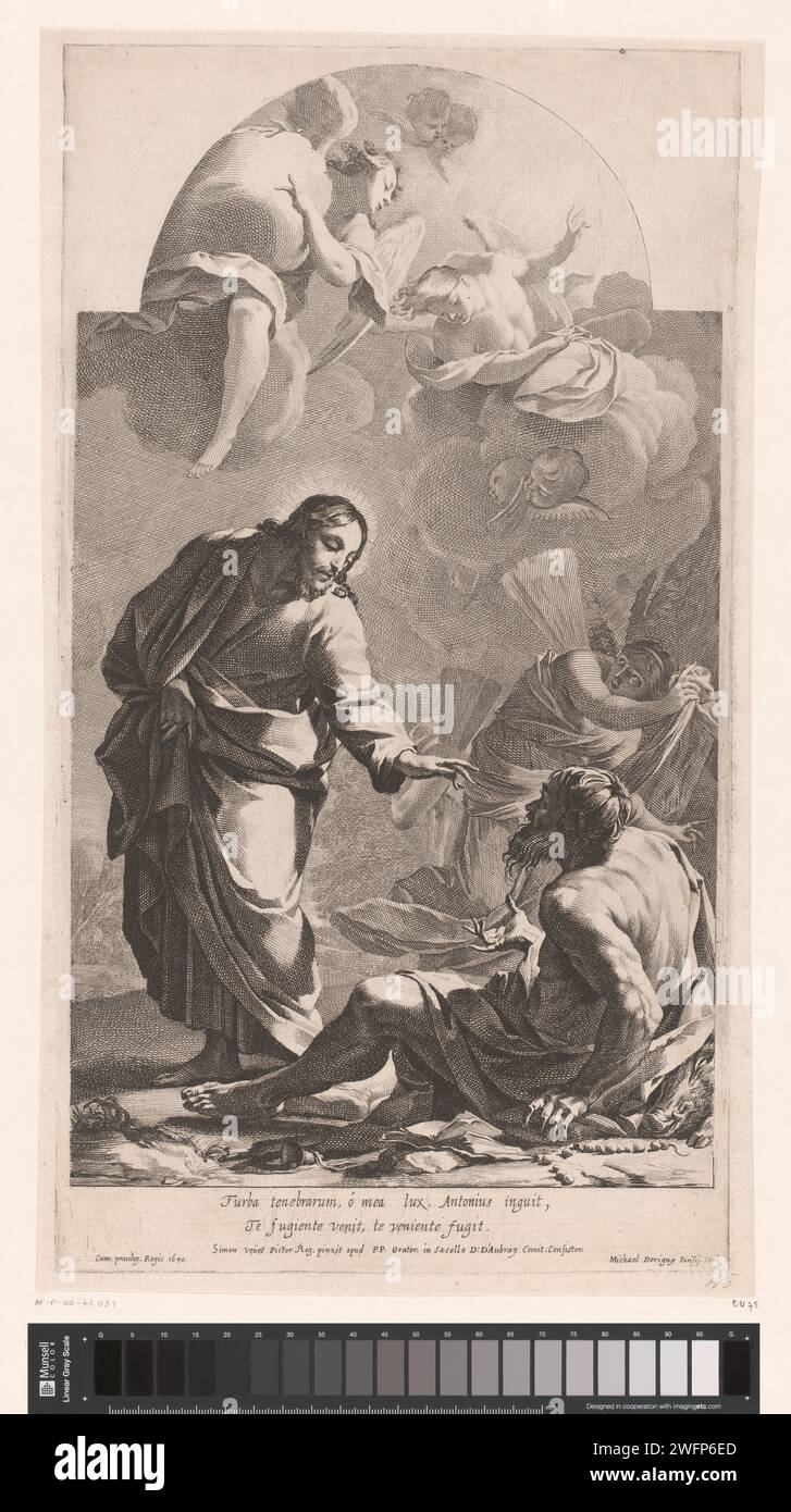 Christ en H. Anthony, Michel Dorigny, after Simon Vouet, 1640 print France paper engraving ...