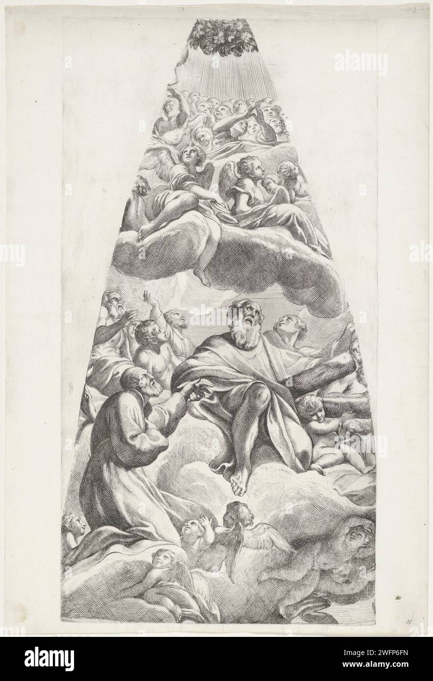 Saint Andreas Avellinus and a kneeling holy sitting on a cloud, Carlo ...