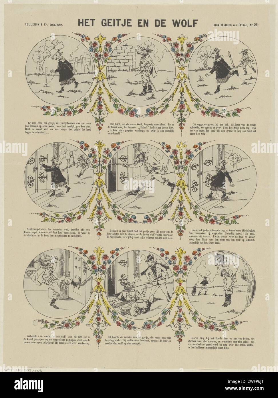 The goat and the wolf, c. 1902 print Leaf with 9 performances about a ...