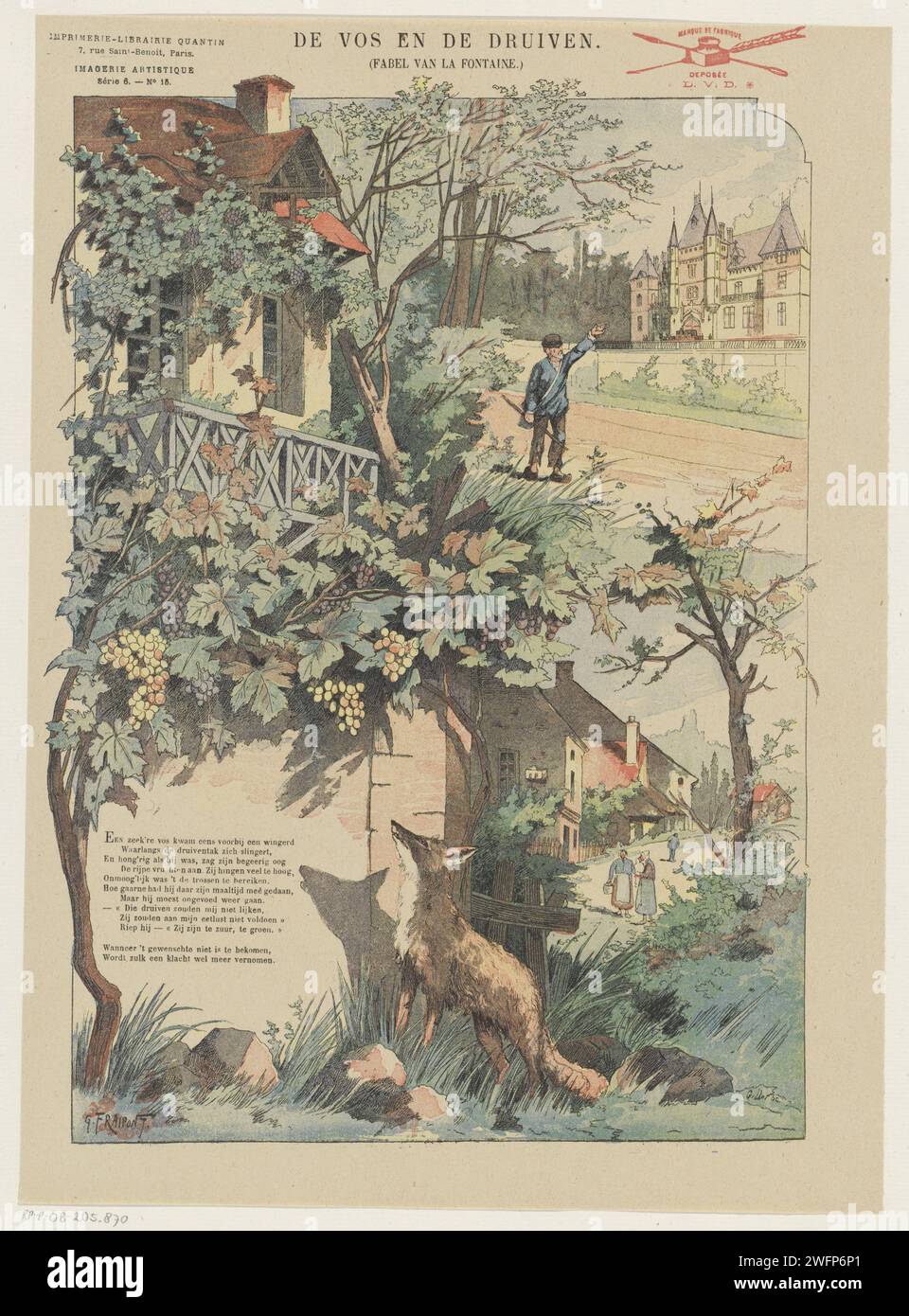 The fox and the grapes, 1888 print Leaf with a large performance from ...