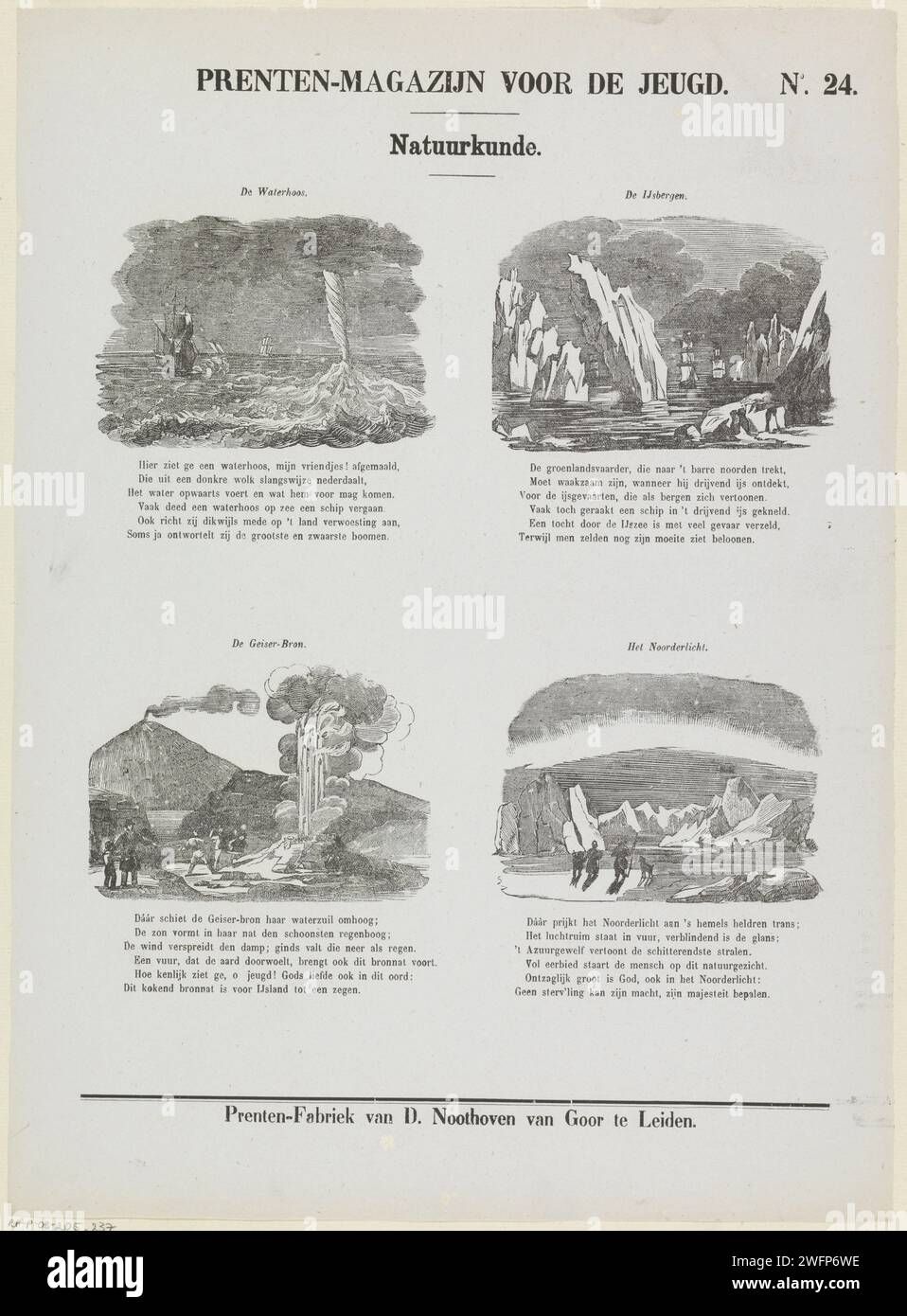 Waterhoos, Icebergen, Geyser and Noorderlicht, 1850 - 1881 print Leaf ...