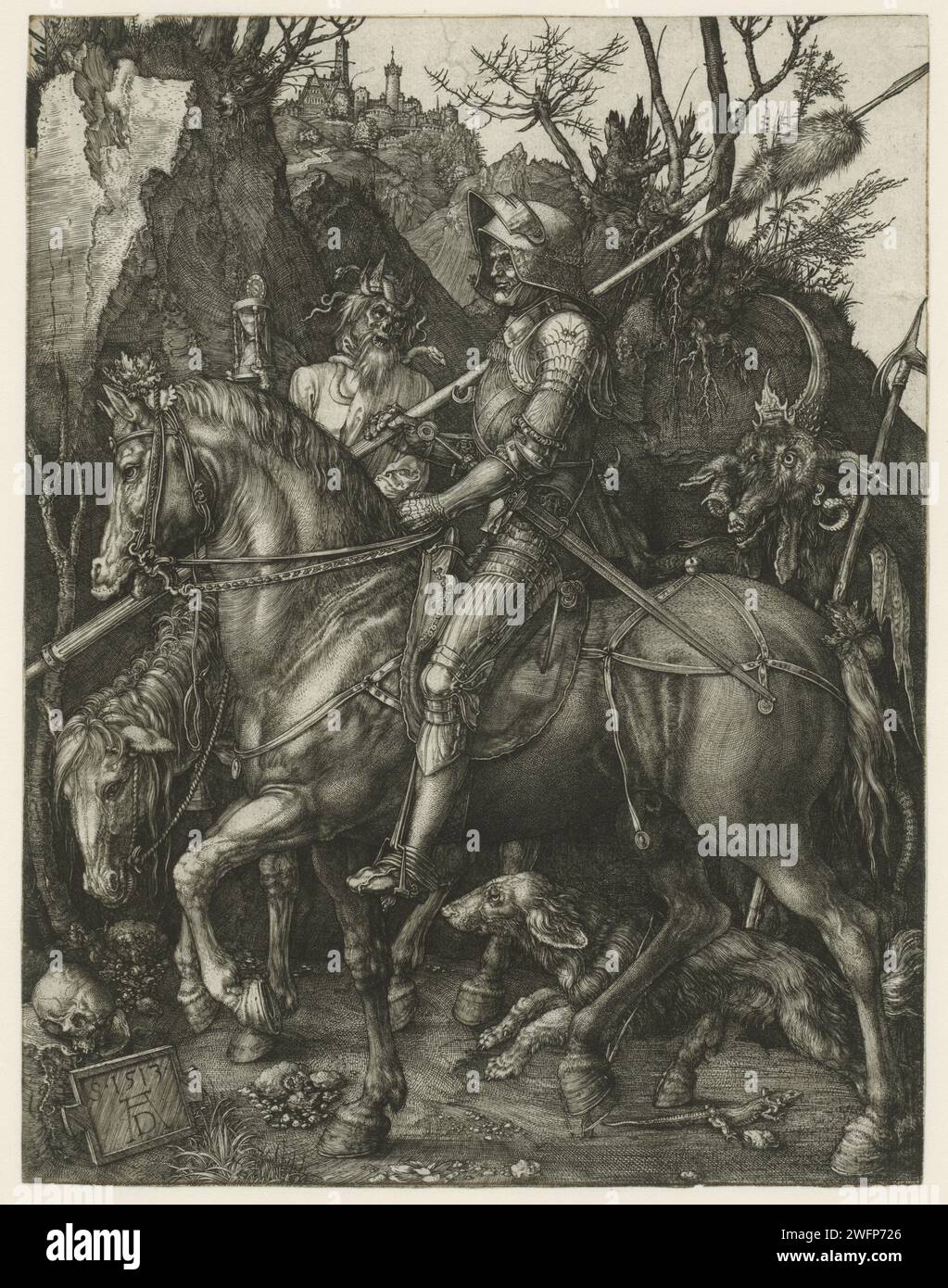 Knight, Death, and the Devil, Albrecht Dürer, 1513 print A knight on ...