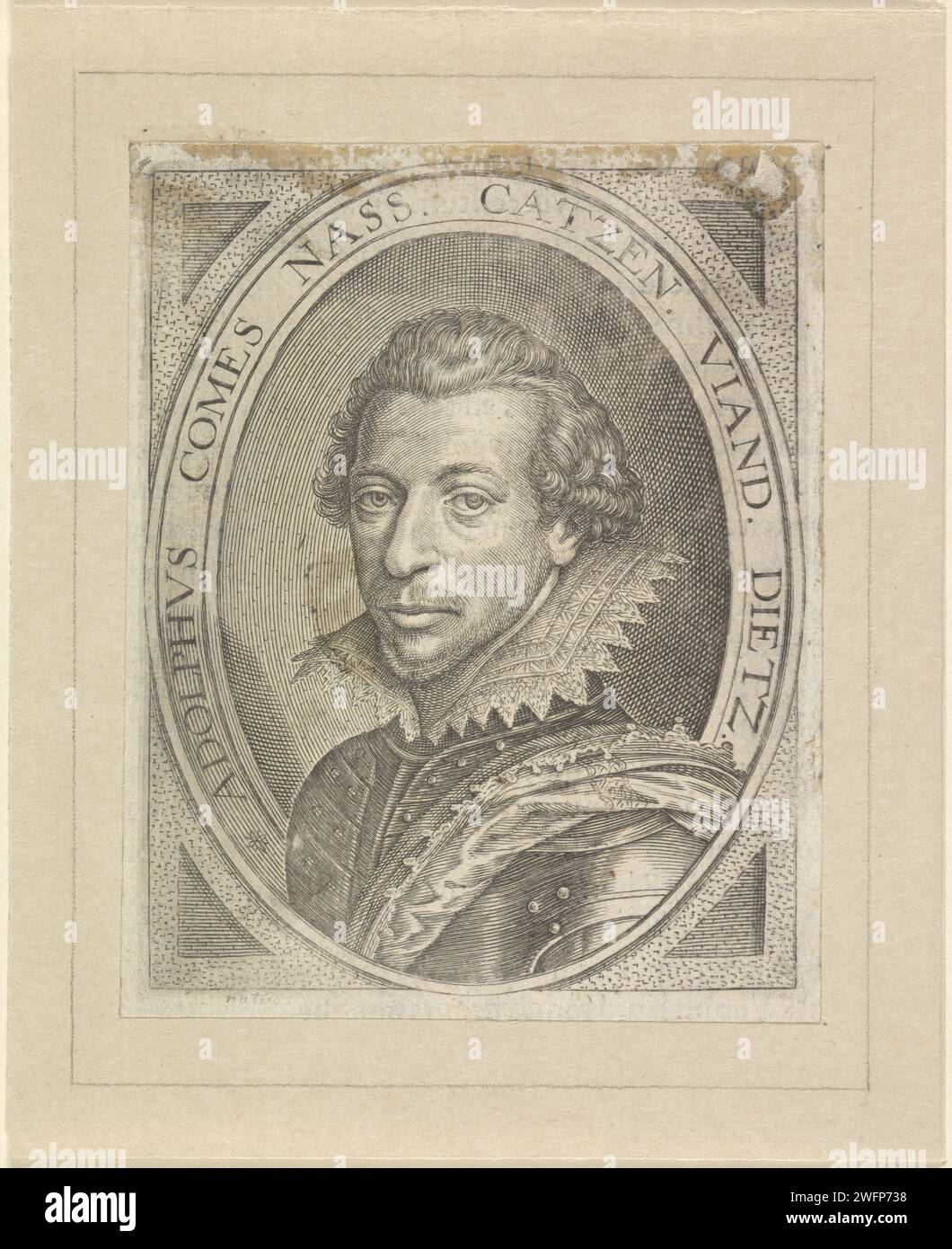 Portrait of Adolf, count of Nassau -Siegen, 1600 - 1699 print Portrait of Adolf in an oval with ...