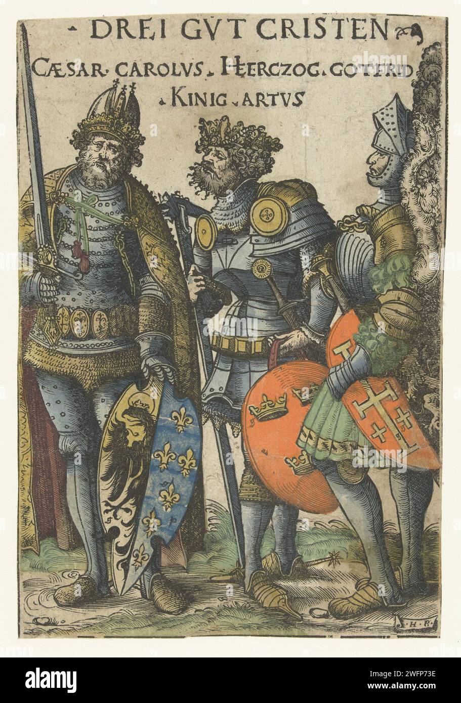 Charlemagne, Godfried IV of Bouillon and King Arthur as three Christian ...