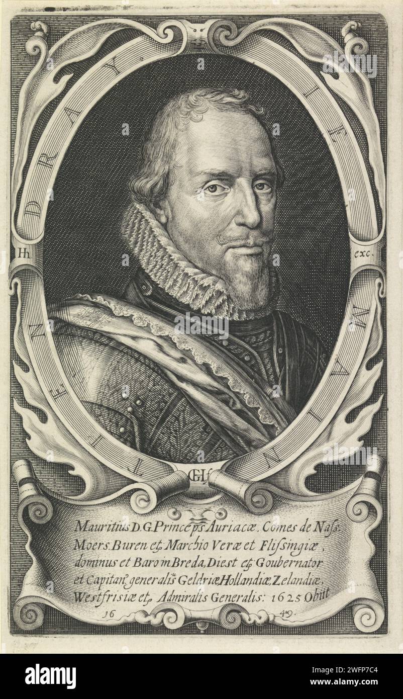 Portrait of Maurits, Prince of Orange, Willem Hondius, 1649 print ...