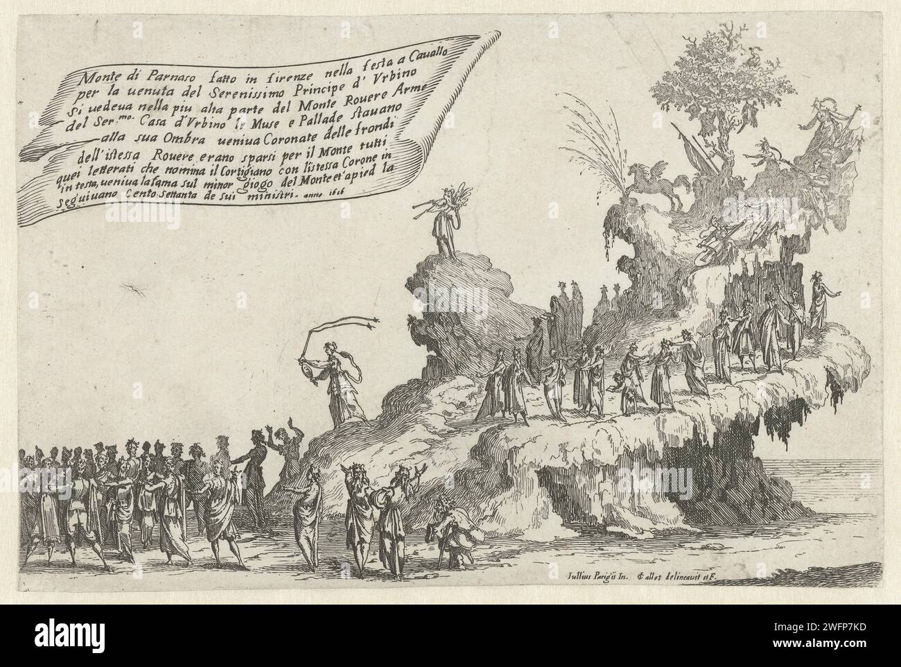 Party in Florence: floats with the Mount Parnassus, Jacques Callot ...