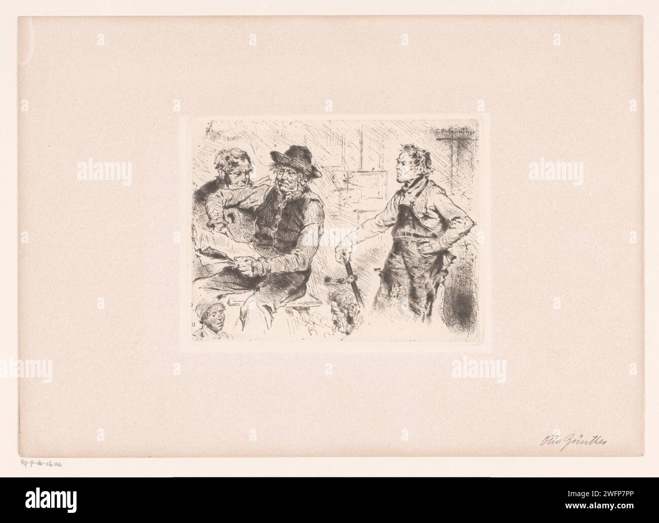 Study sheet with male figures and heads, Otto Günther -Naumburg, 1880 ...