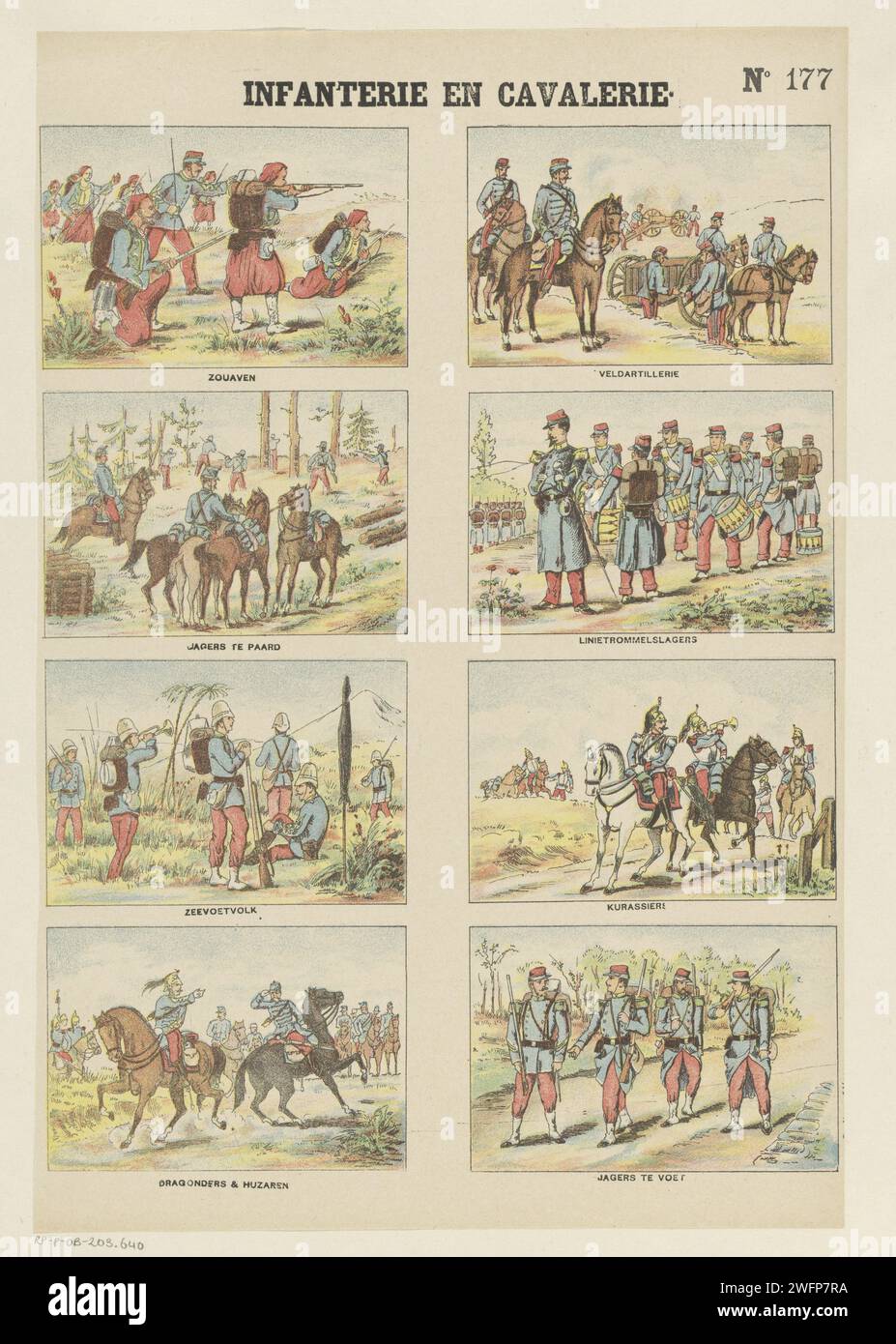 Infantry and Cavalerie, 1894 - 1959 print Leaf with 8 performances of ...