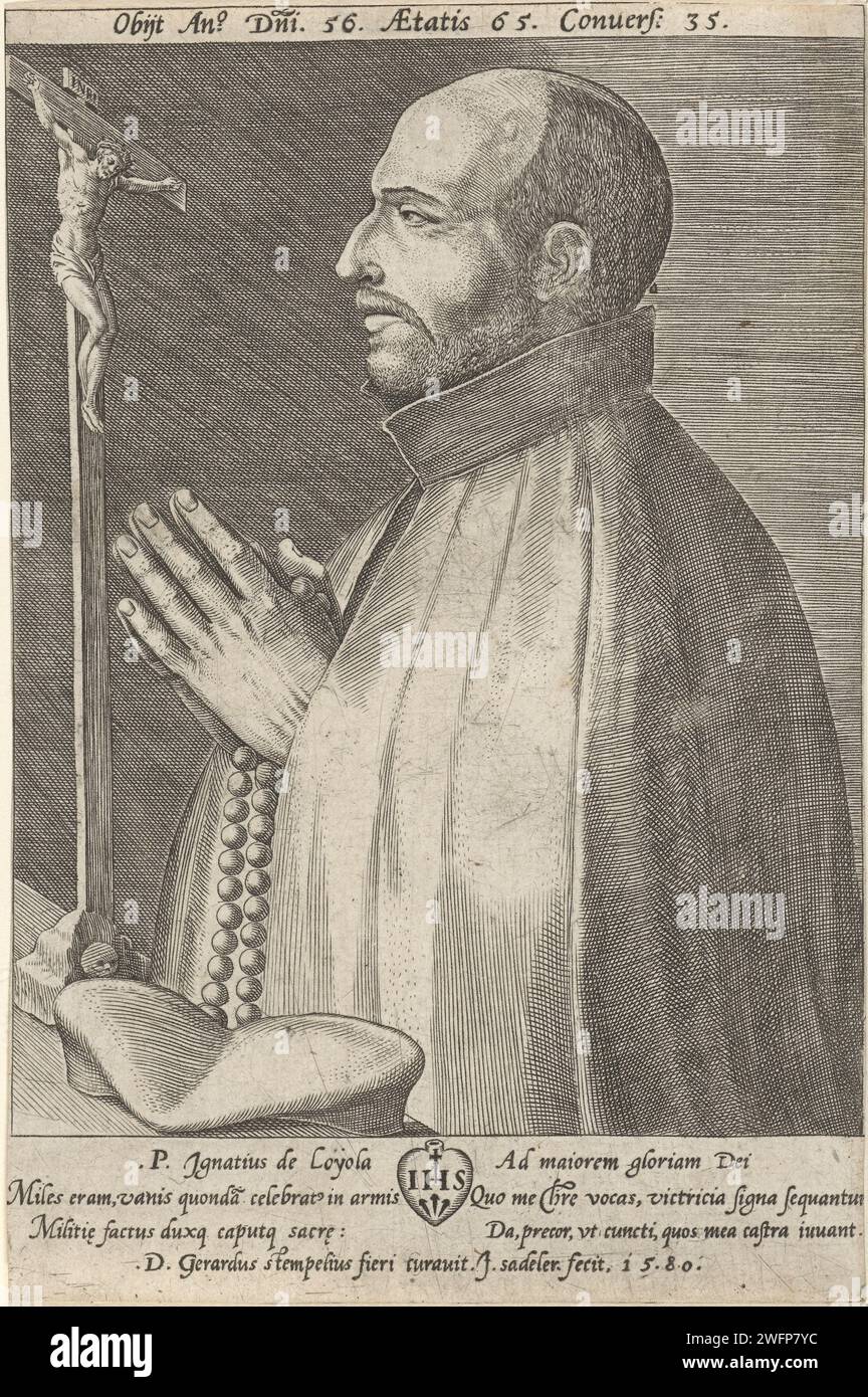 Portret Van Ignatius van Loyola, Johann Sadeler (I), 1580 print The H ...
