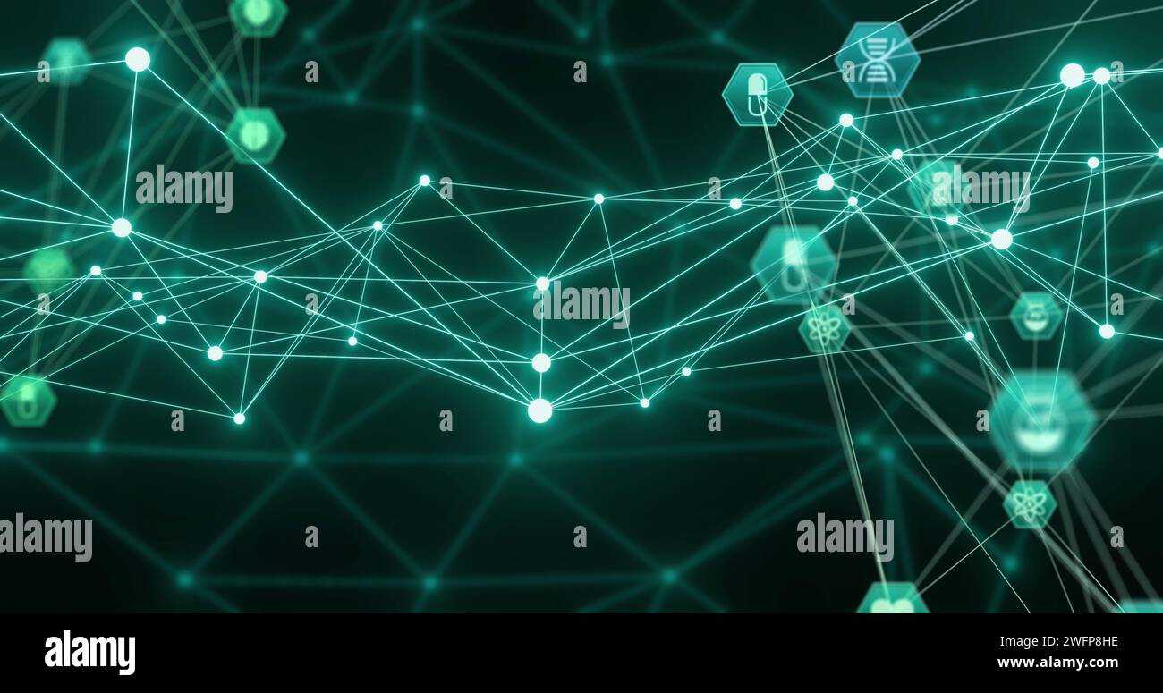 Image of network of connections with medical icons Stock Photo - Alamy