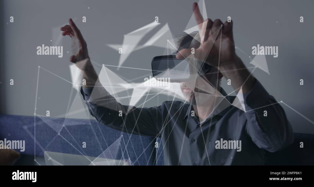 Image of connections and data processing over caucasian businessman ...