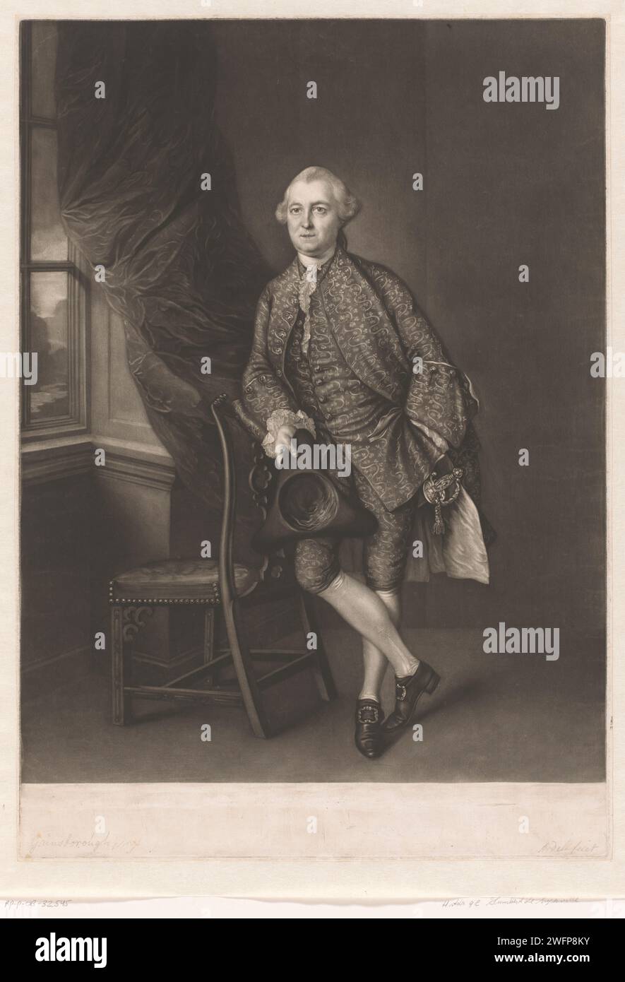 Portret van Edward Turner, James McArdell, after Thomas Gainsborough, 1763 print London paper ...