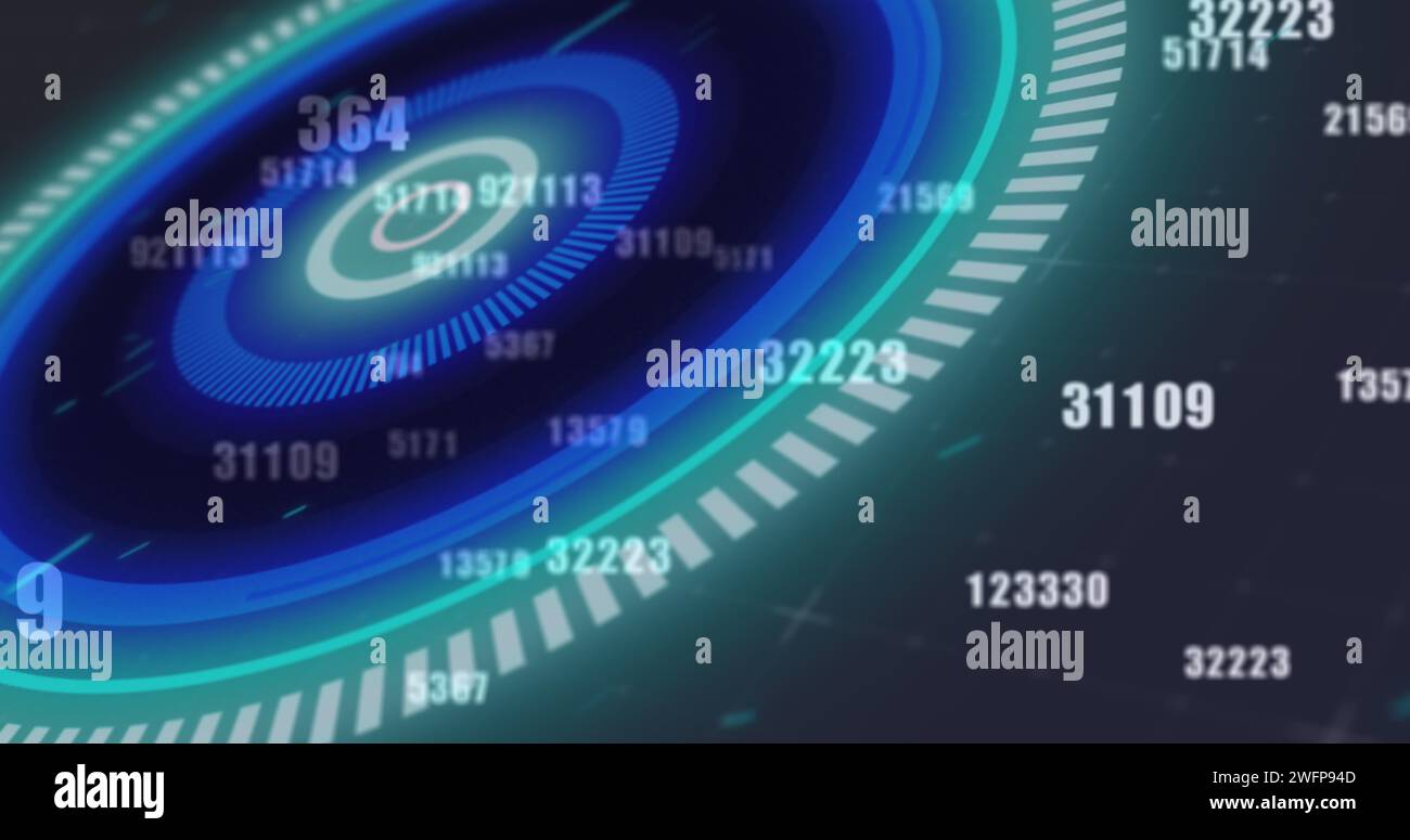 Image of scope scanning and numbers changing over grid in the background Stock Photo - Alamy