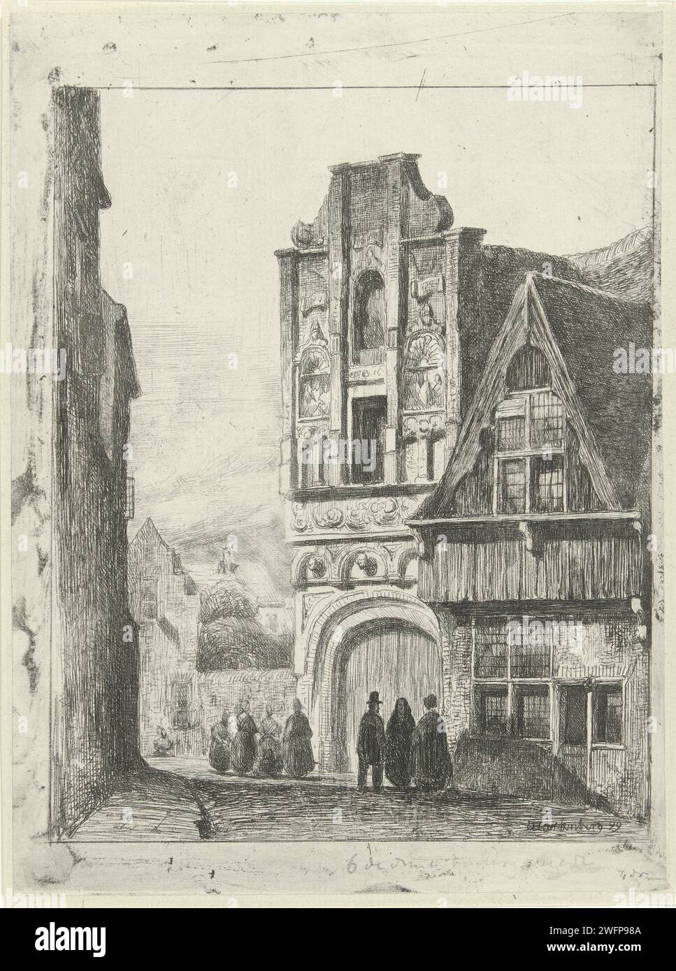 Figures at a Renaissance facade, Lambertus Hardenberg (1822-1900), 1879 ...
