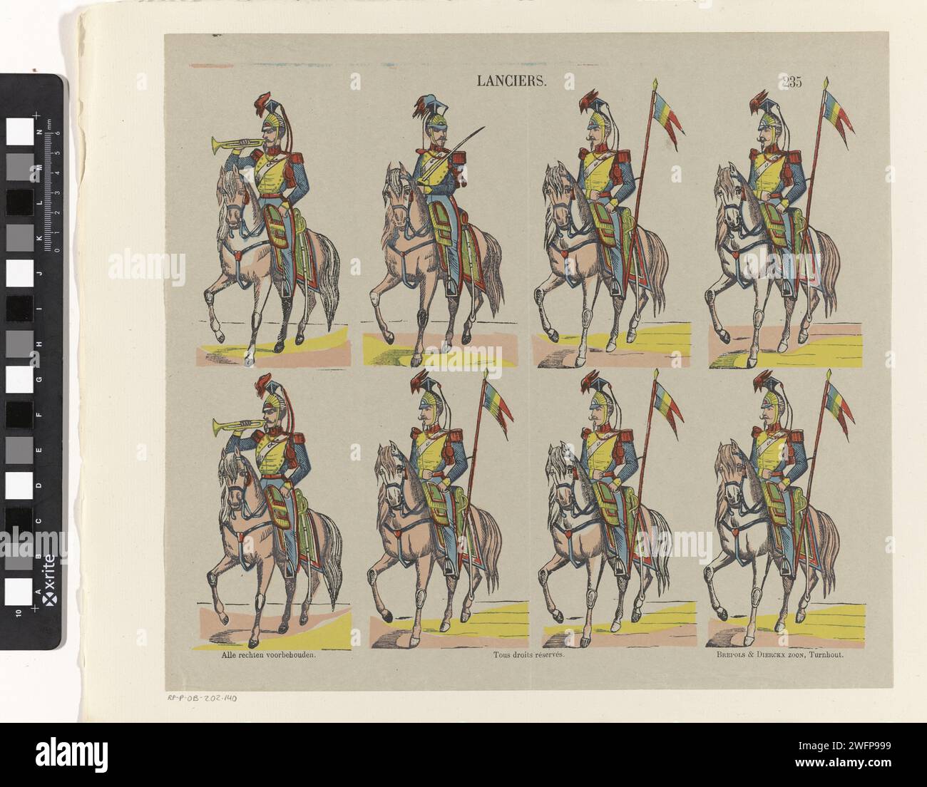 Lancers, 1833 - 1911 print Leaf with 8 performances of soldiers on ...