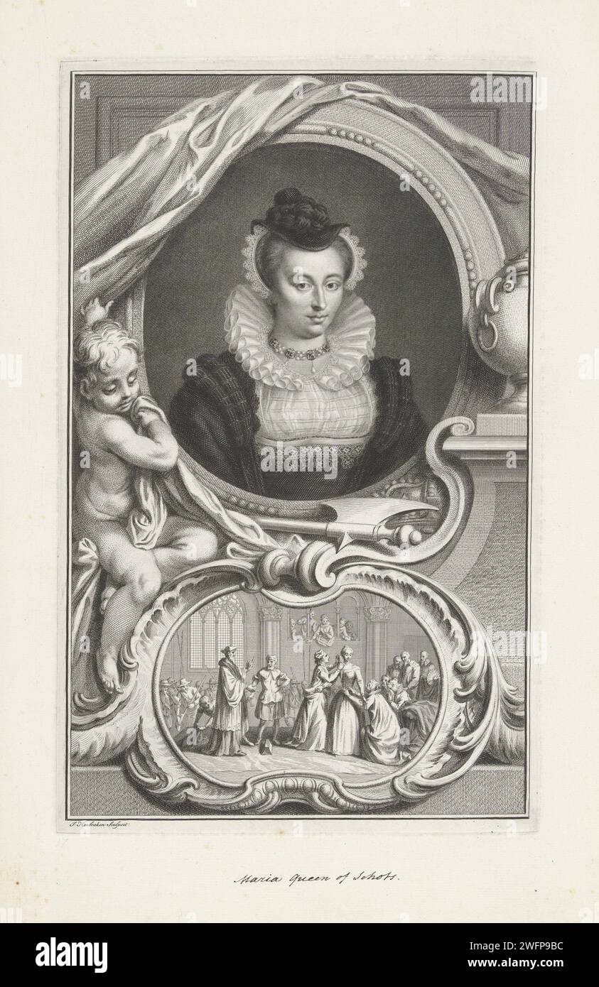 Portrait of Maria I Stuart, Queen of Scotland, Jacob Houbraken, After ...