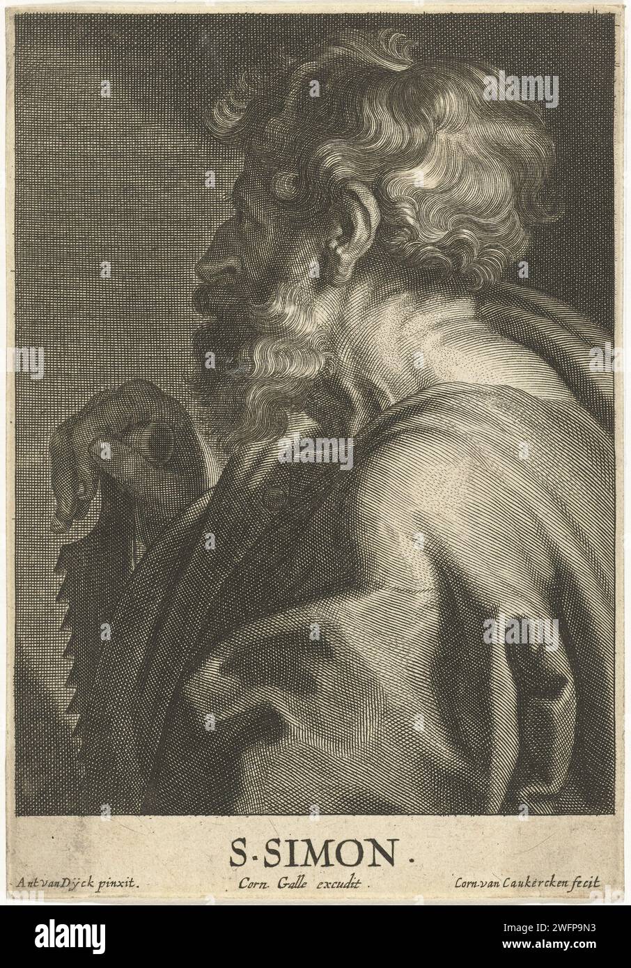 Simon, c. 1640 - 1680 print Antwerp paper engraving the apostle Simon ...