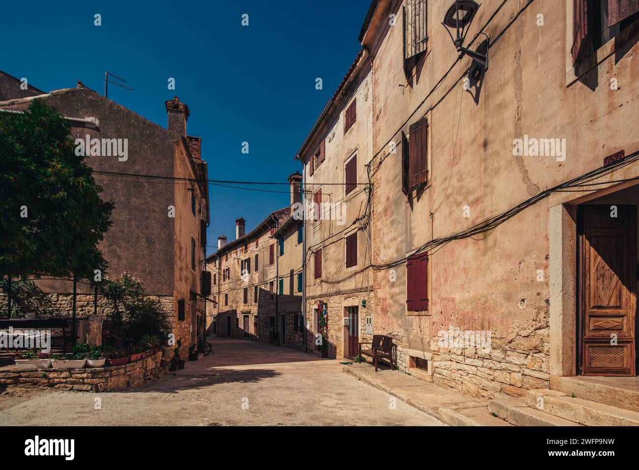 The historic hill village of Bale Valle in Istria, Croatia Stock Photo ...