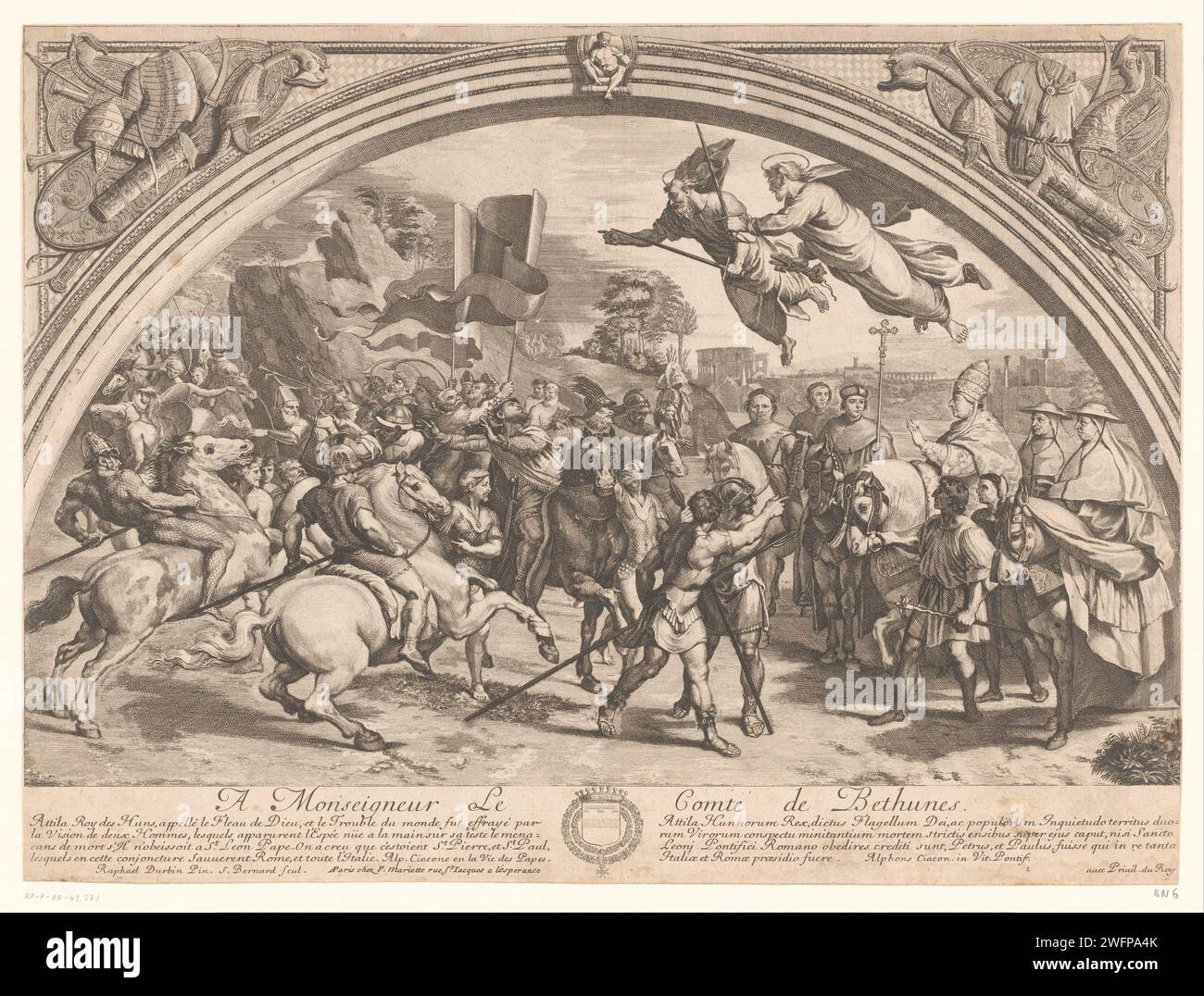 Meeting between Pope Leo I the Great and Attila De Hun, Samuel Bernard ...