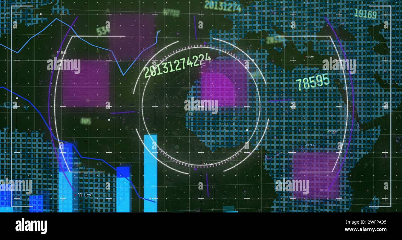 Image of scope scanning with numbers changing and statistics recording Stock Photo - Alamy