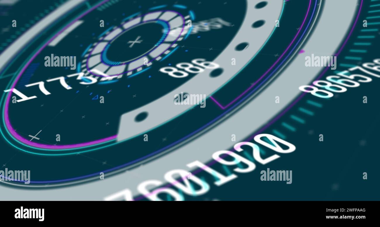 Image of scope scanning and numbers changing over blue background Stock ...