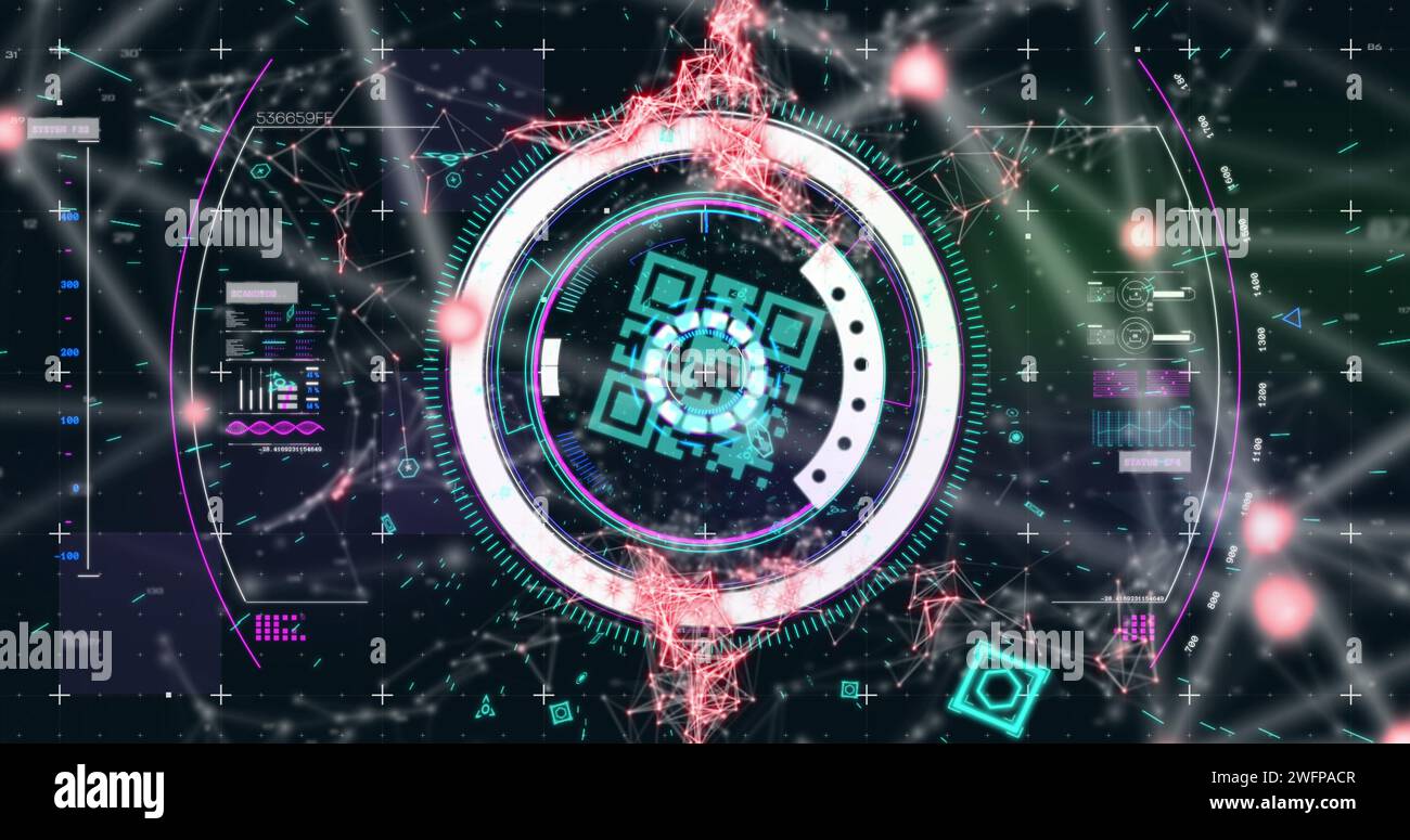 Image of scope scanning and qr code online security with network of ...
