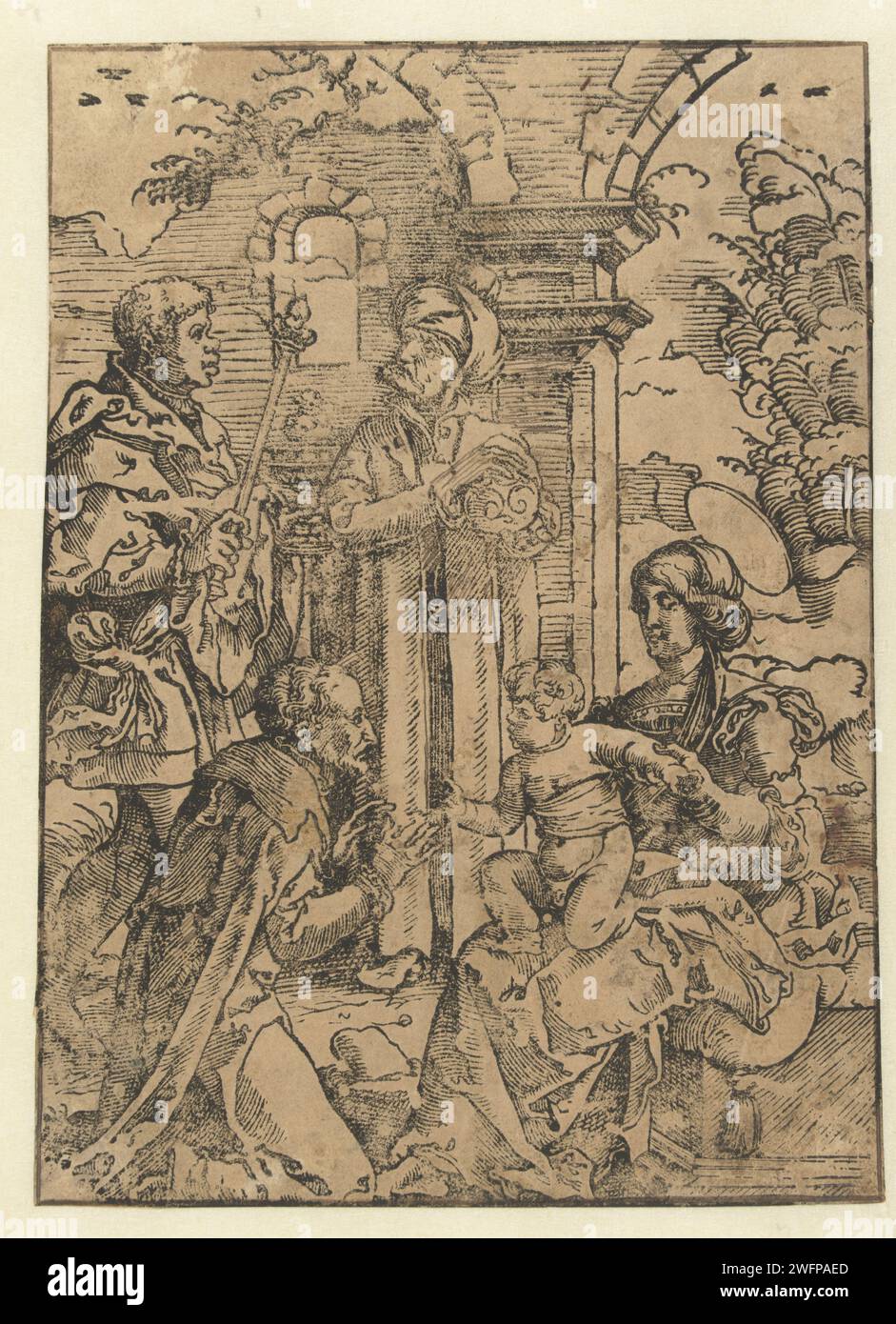 Adoration of the three Kings, Jan Swart van Groningen, 1510 - 1558 print Mary with Christ child ...