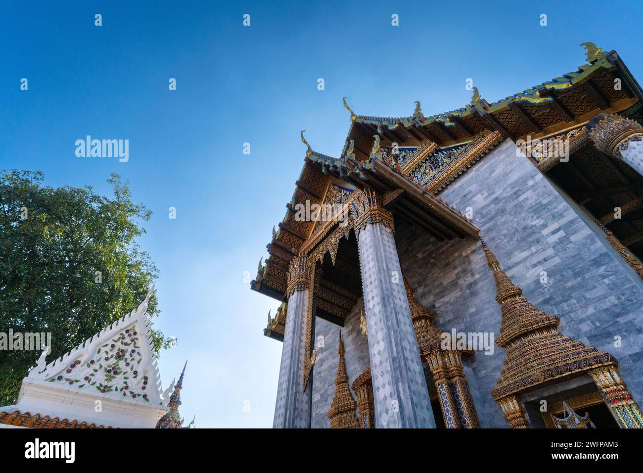 Bangkok, Thailand - Dec 5, 2023: Low angle view of Wat Rajapradit ...