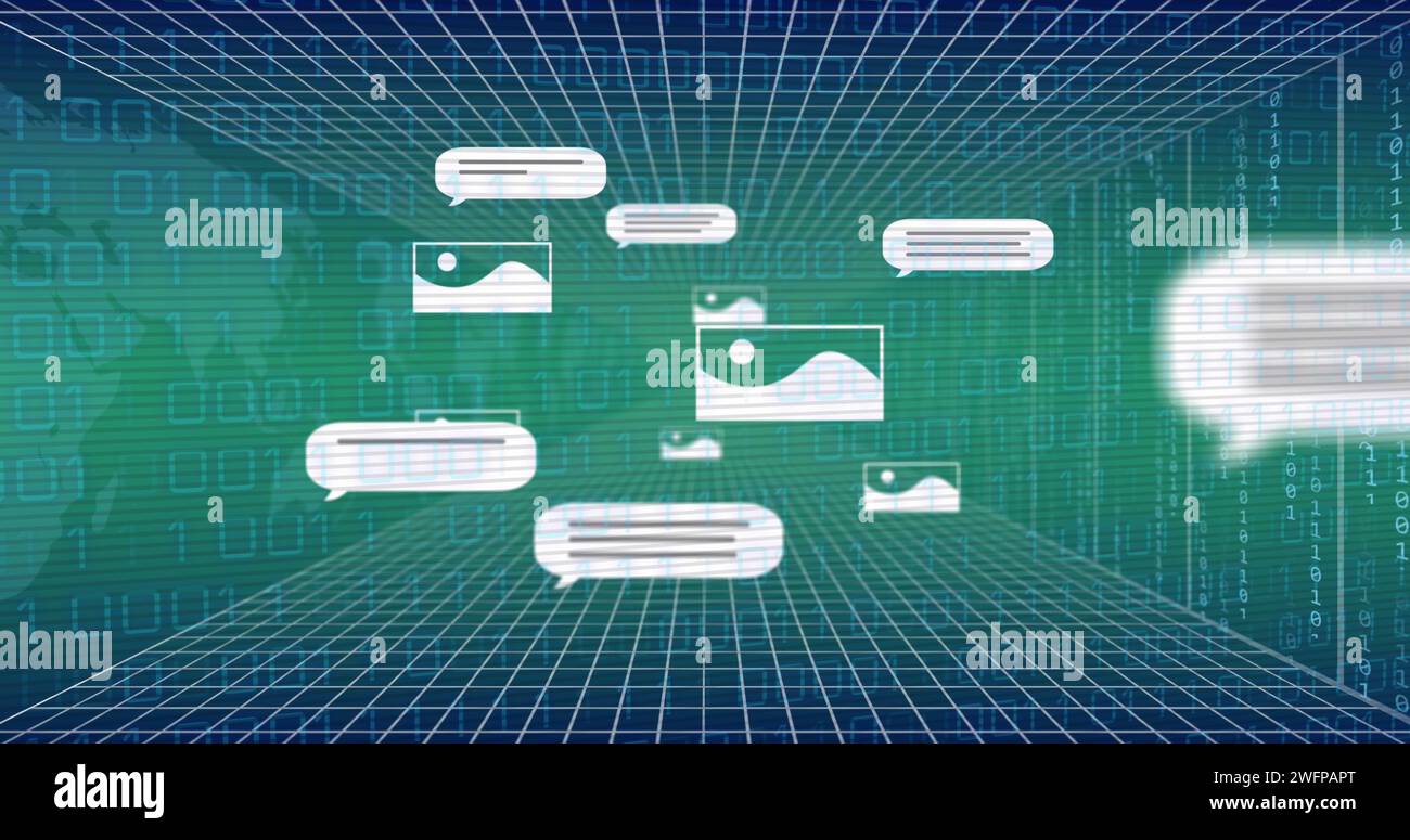 Image of ai text and icon, data processing over grid Stock Photo - Alamy