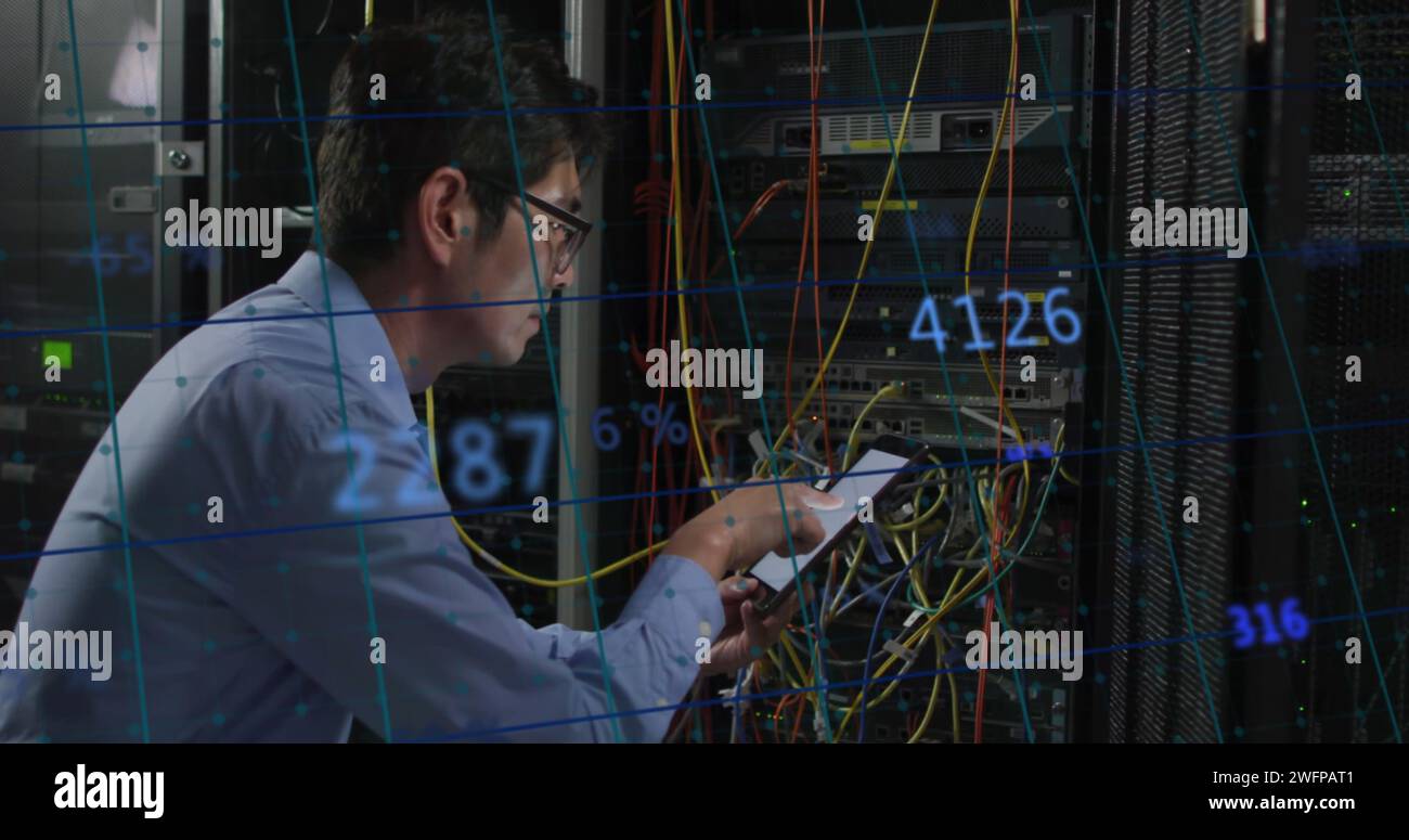 Animation numbers over server room hi-res stock photography and images ...