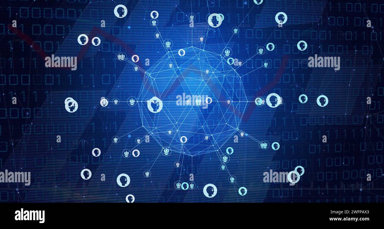 Image of ai data processing over globe with ai icons Stock Photo - Alamy