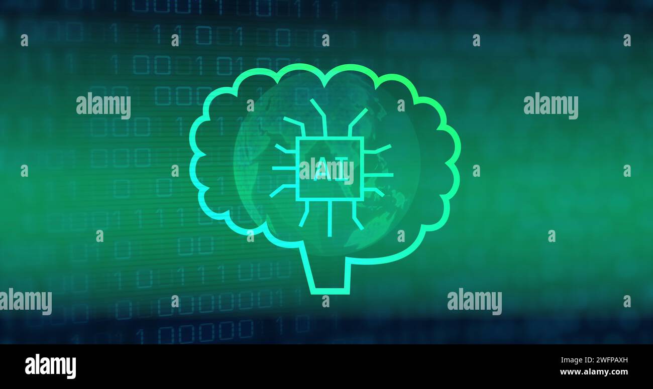 Image of ai data processing over globe with ai icons Stock Photo - Alamy