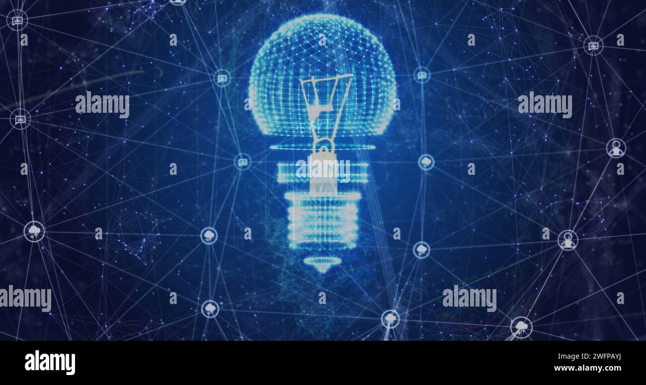 Image of light bulb, connections and data processing Stock Photo - Alamy