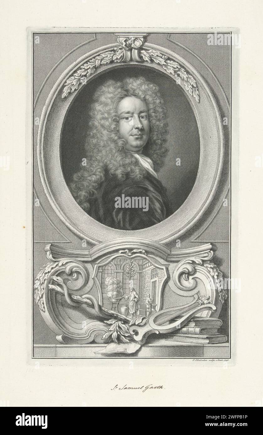Portrait of Samuel Garth, Jacob Houbraken, After Gottfried Kneller ...