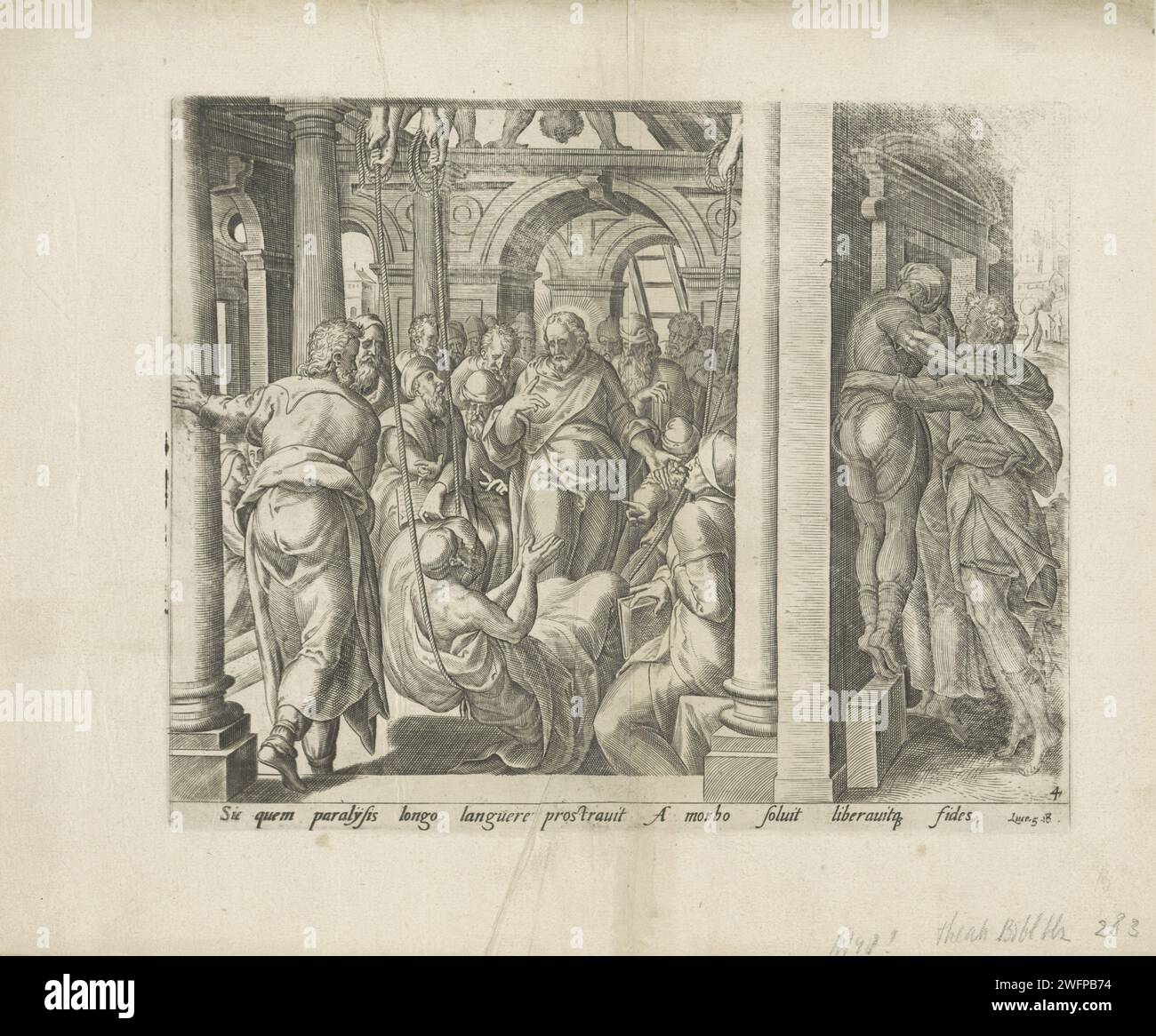 Christ heals the paralyzed man, Johannes Wierix, after Gerard van ...