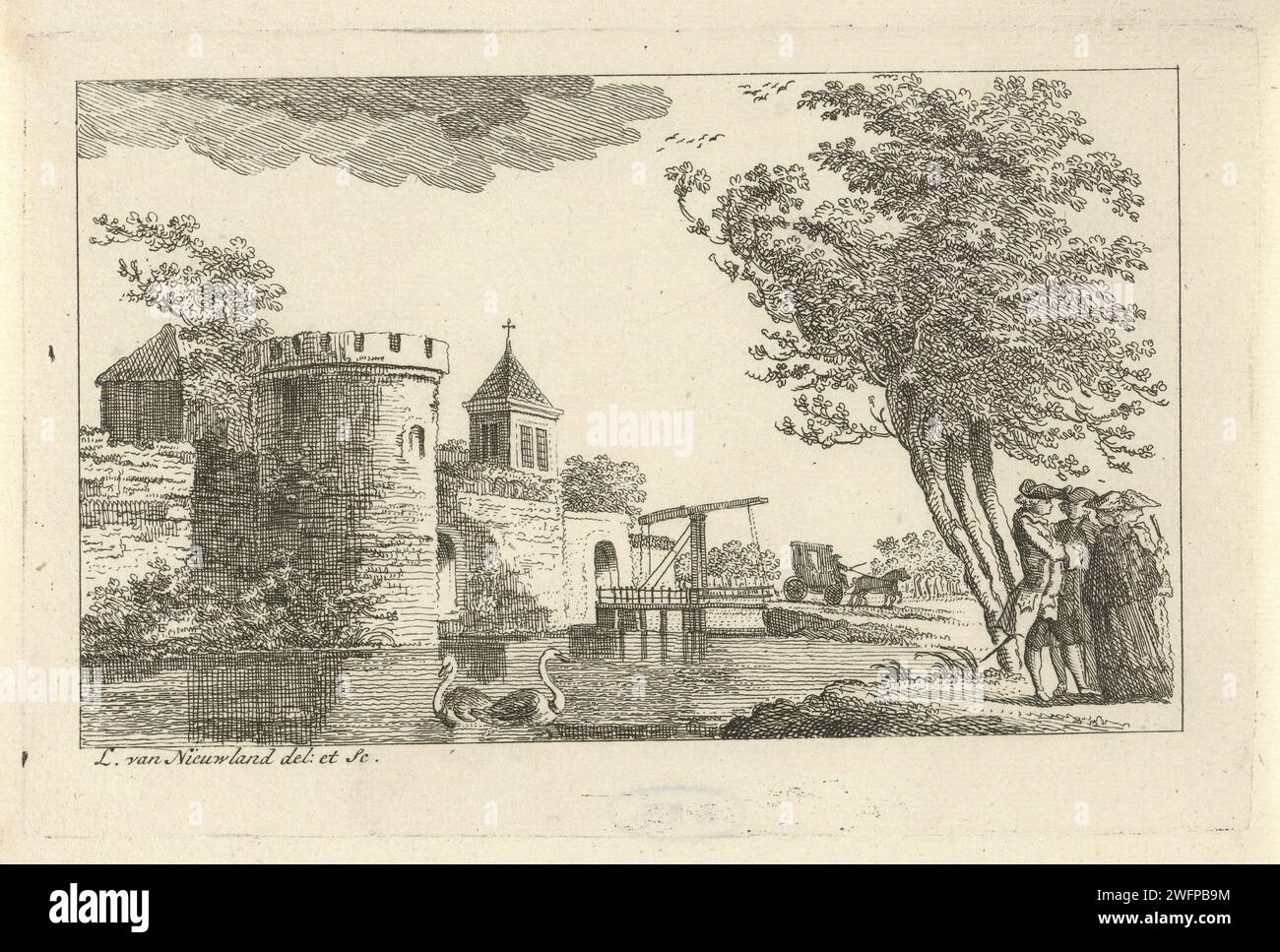 Landscape with fortress, Isaac Lodewijk La Fargue van Nieuwland, 1763 ...