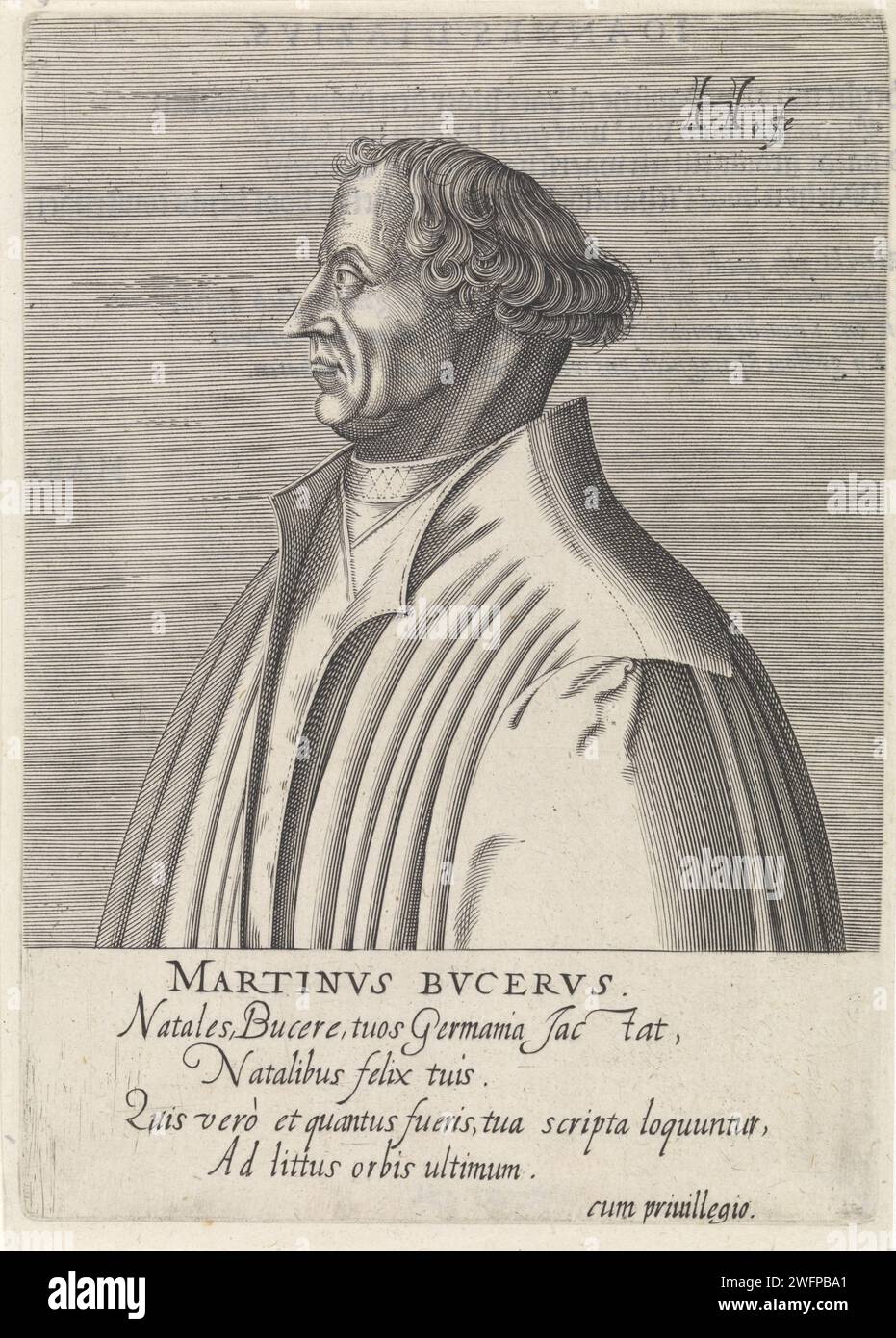 Portrait of Martinus Bucer, Hendrick Hondius (I), 1599 print Bust to ...