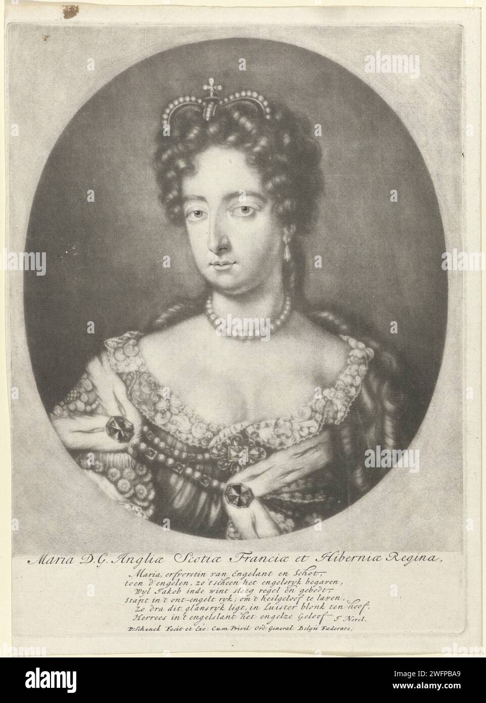 Portrait of Maria II Stuart, Pieter Schenk (I), 1688 - 1711 print ...