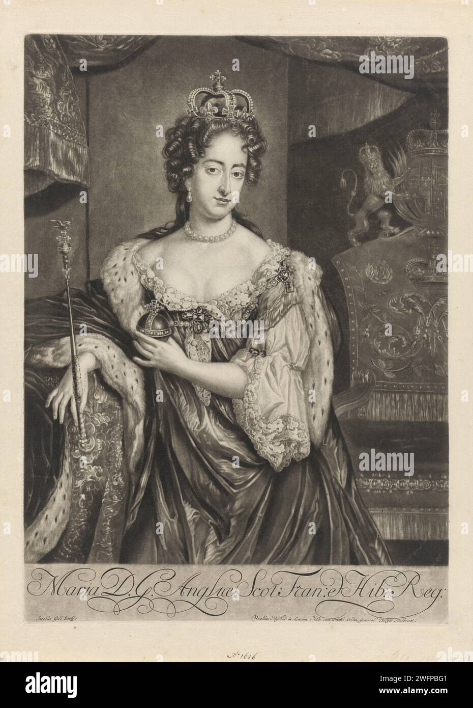 Portrait of Maria II Stuart, Jacob Gole, 1688 - 1709 print Portrait of ...