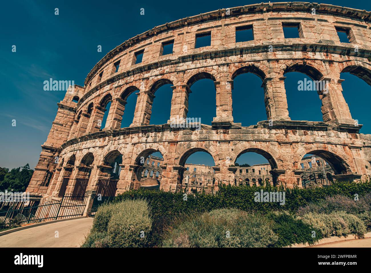 Pula, Croatia. Ancient ruins of the Roman Amphitheatre, Istria ...