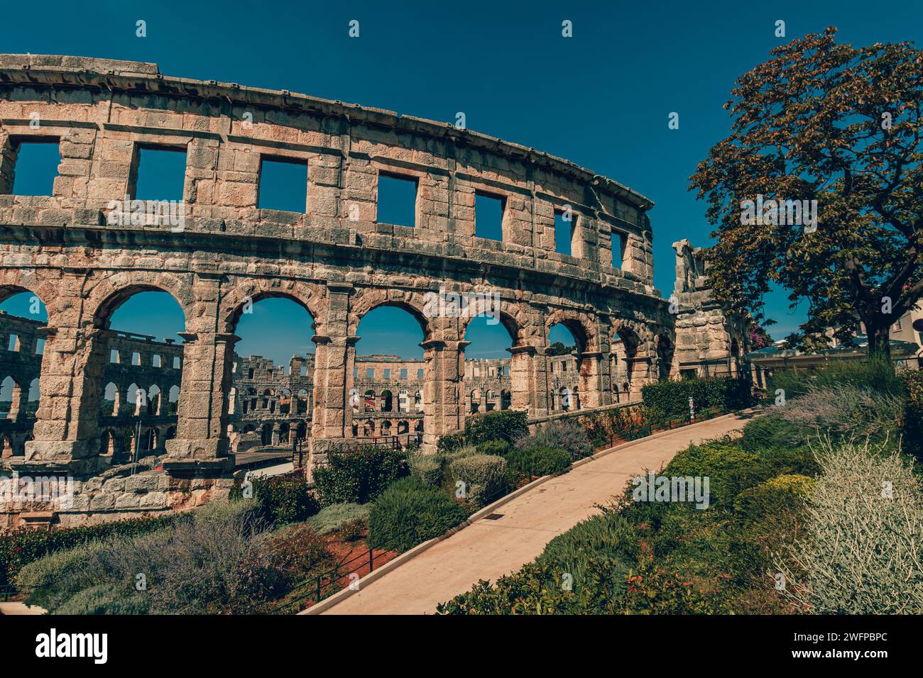 Pula, Croatia. Ancient ruins of the Roman Amphitheatre, Istria ...