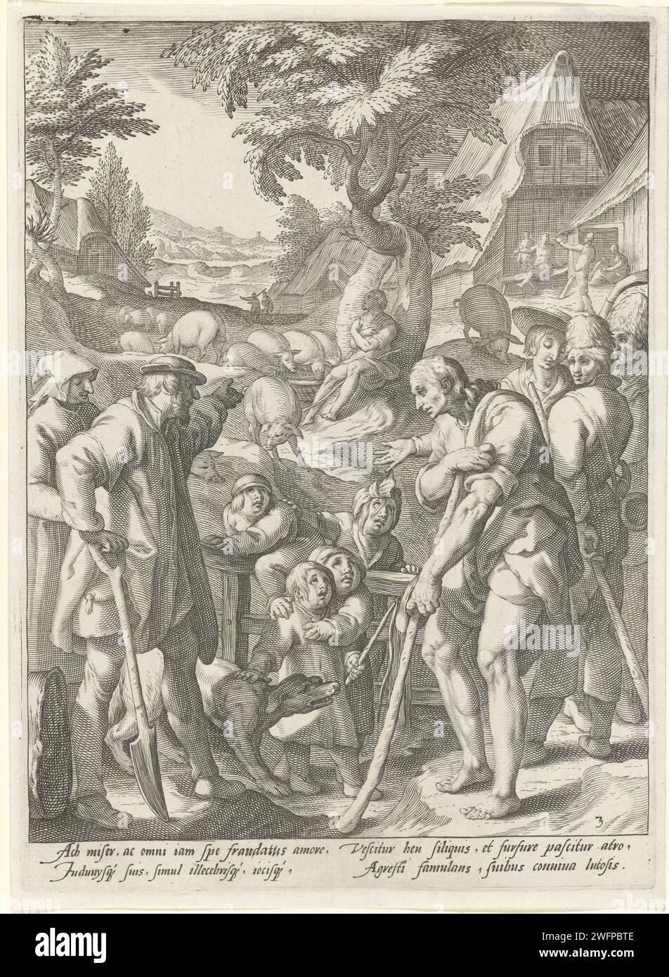 The lost son as beggar sent away, Jacob Matham, after Karel van Mander ...