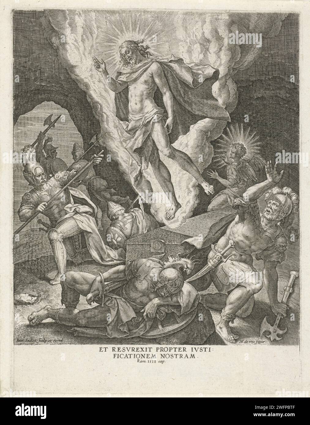 Resurrection of Christ, Johann Sadeler (I), After Maerten de Vos, 1582 - 1584 print Christ rises ...